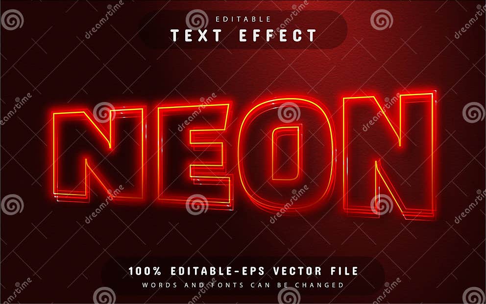 Red Neon Text Effect Editable Stock Vector - Illustration of glow ...