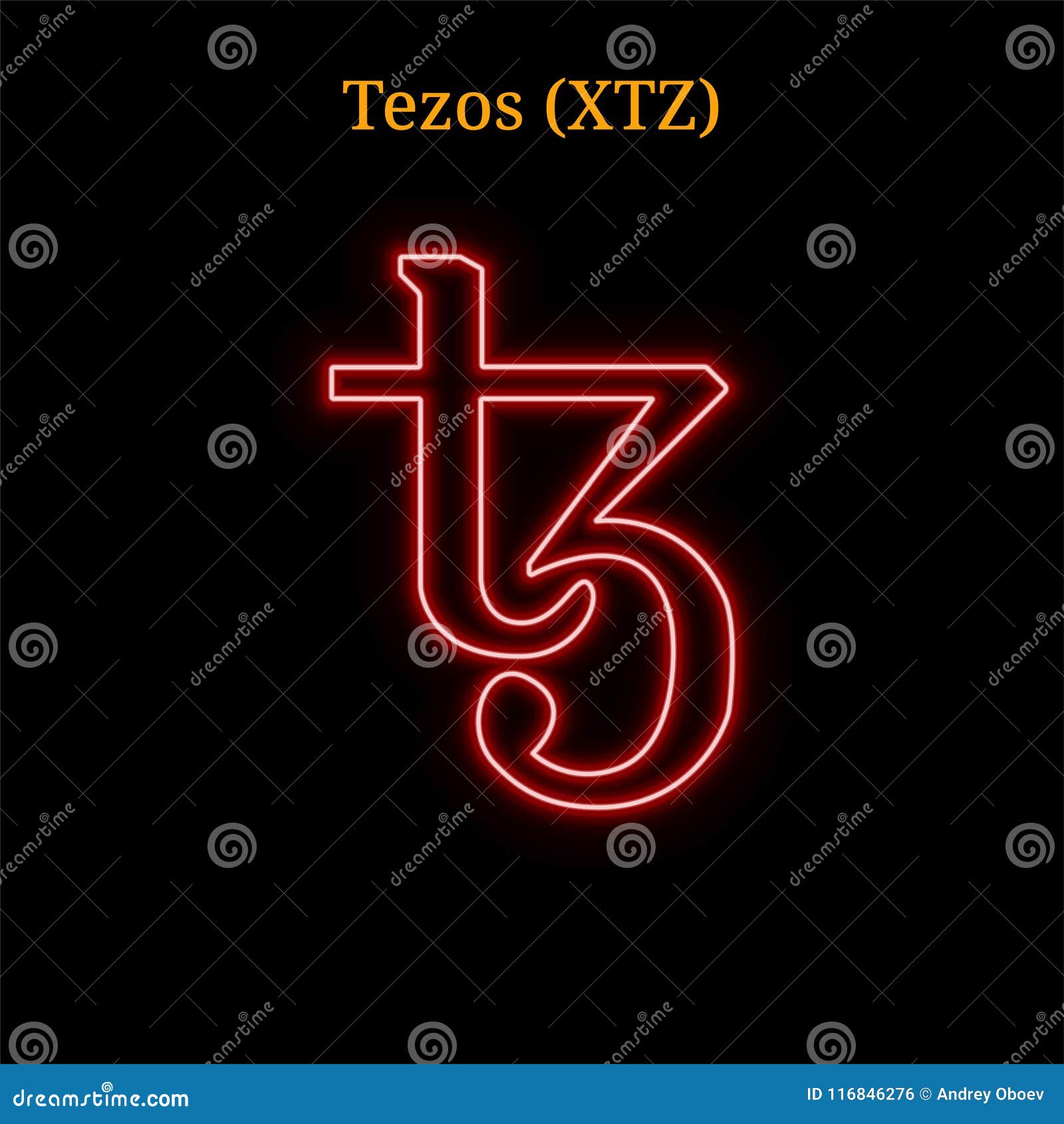Red Neon Tezos XTZ Cryptocurrency Symbol Stock Vector - Illustration of ...