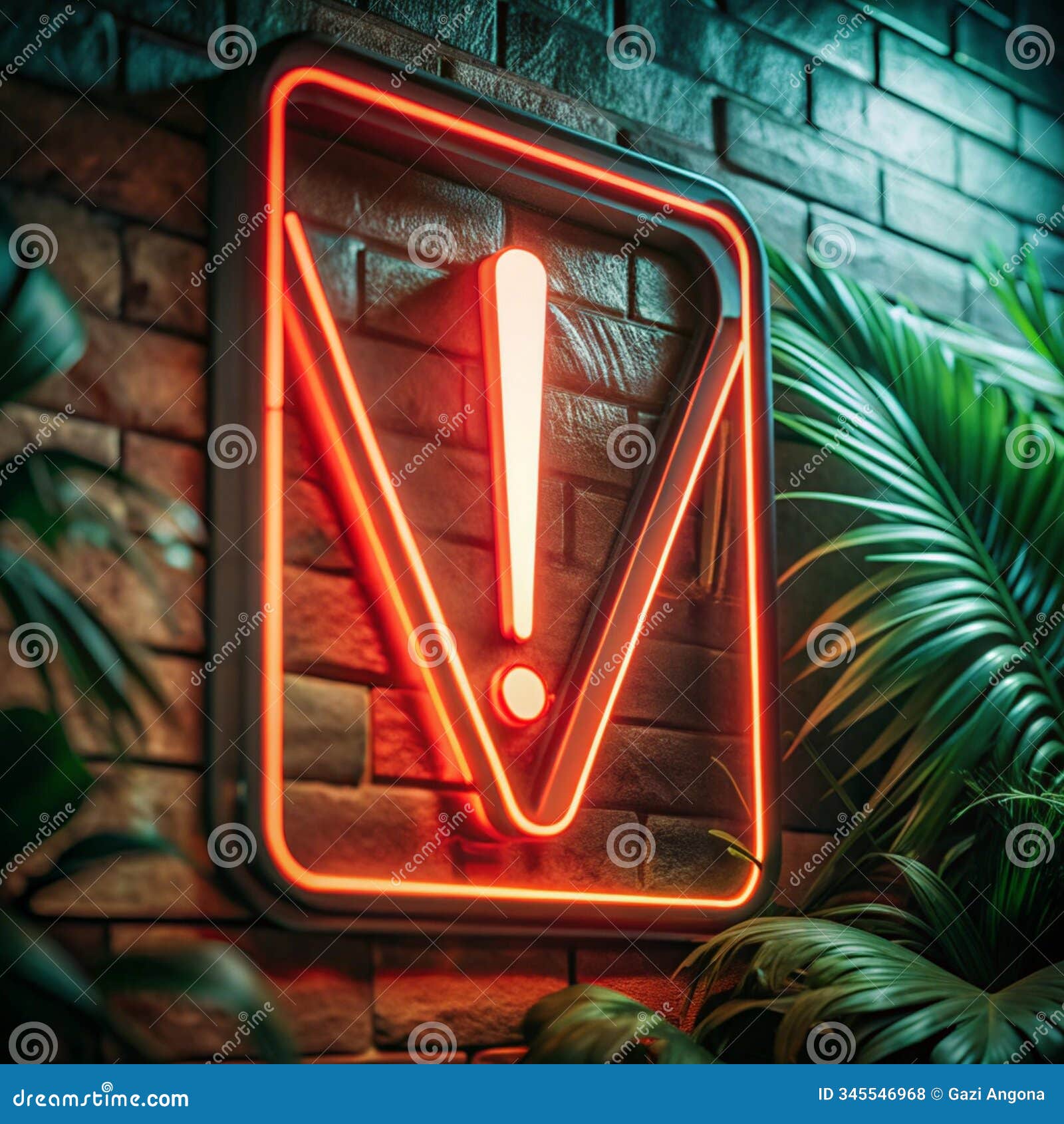 Red Neon Warning Sign Generative Ai Stock Illustration - Illustration ...