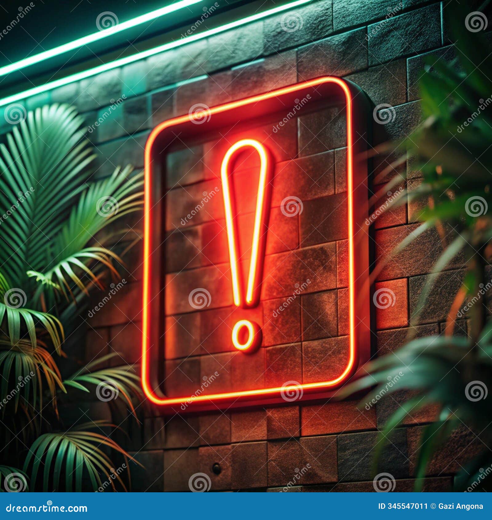 Red Neon Warning Sign Generative Ai Stock Illustration - Illustration ...