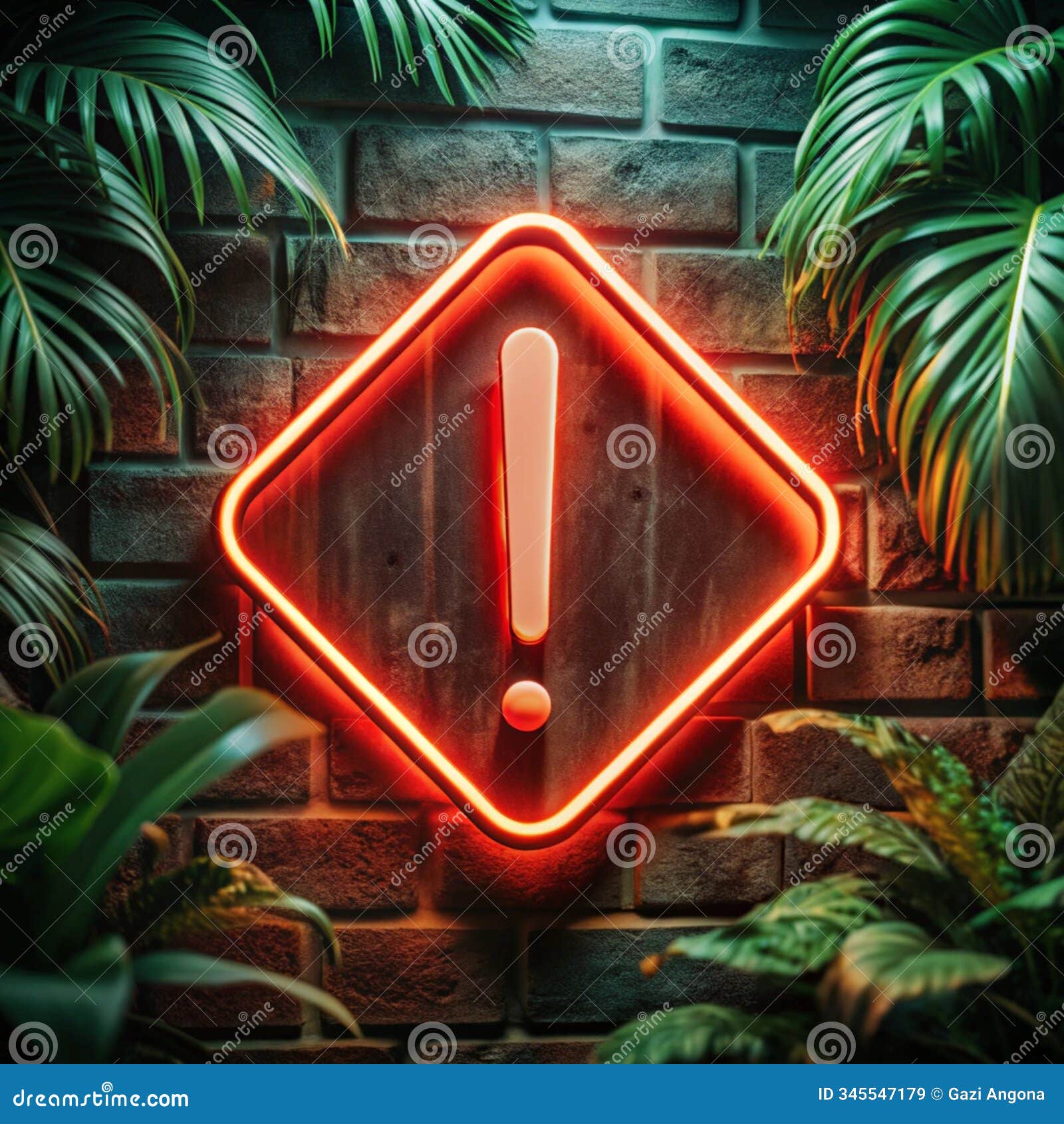 Red Neon Warning Sign Generative Ai Stock Illustration - Illustration ...