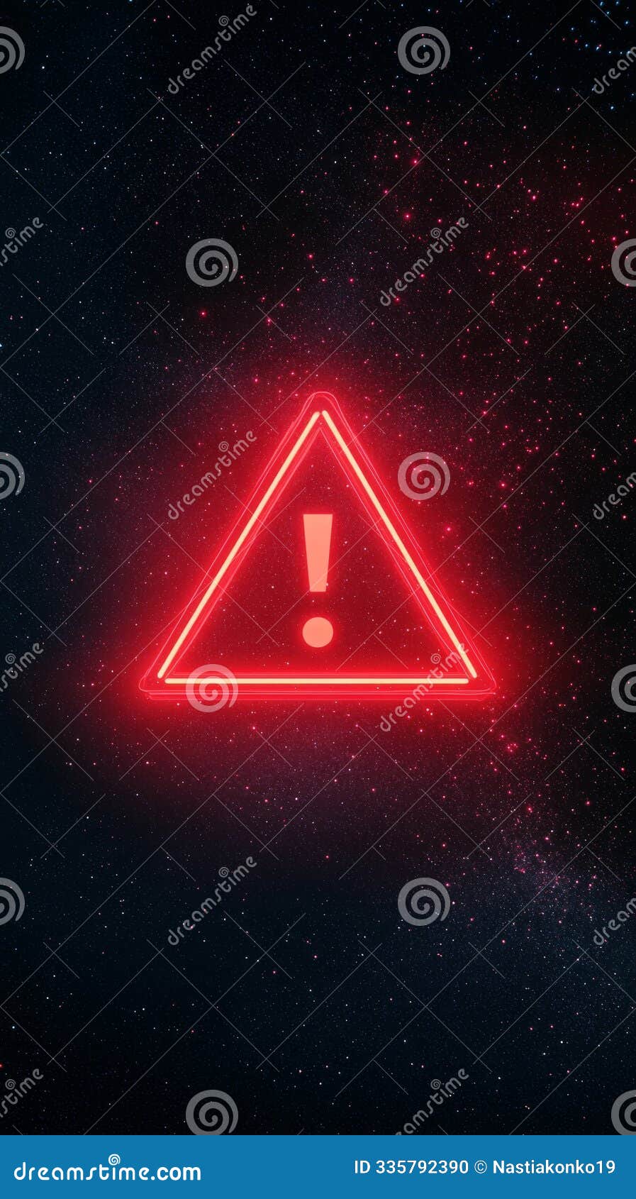 Red Neon Warning Sign in Outer Space, Digital Alert Concept Stock Photo ...