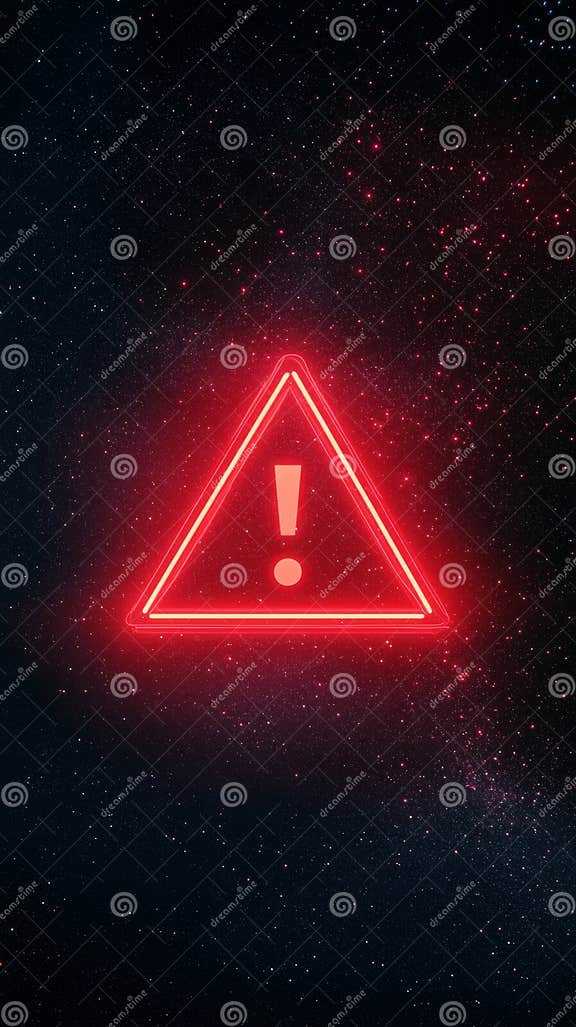 Red Neon Warning Sign in Outer Space, Digital Alert Concept Stock Photo ...