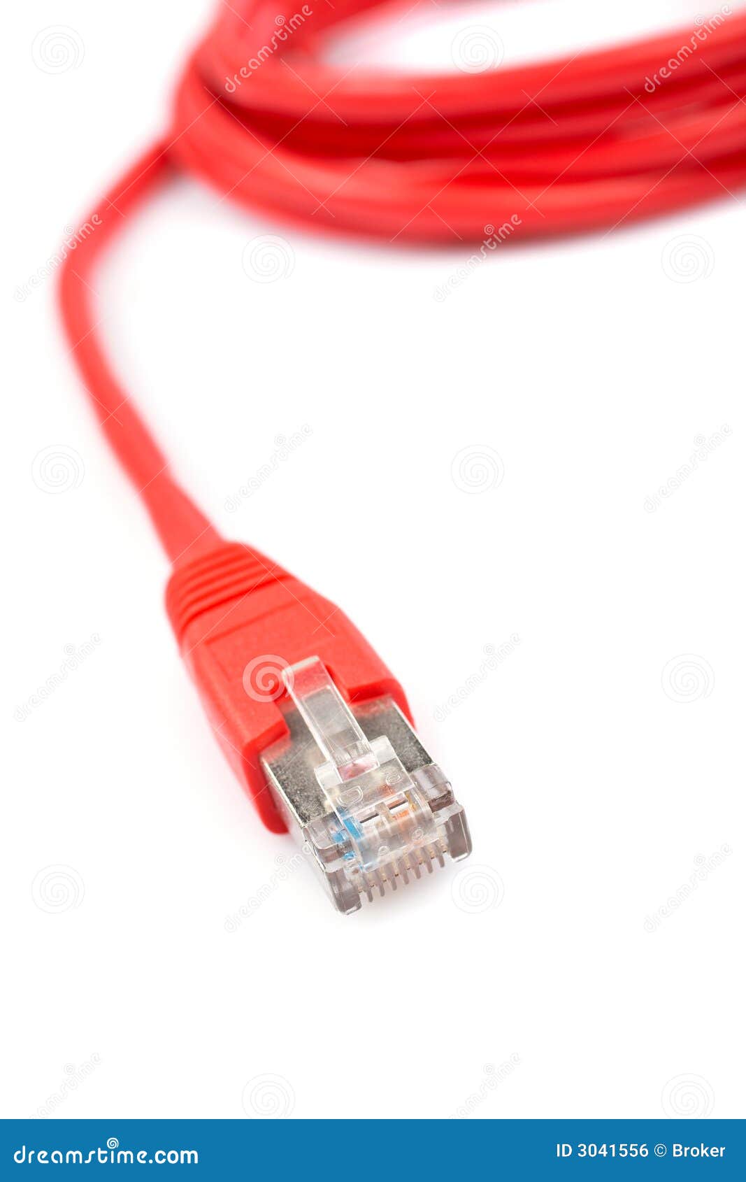 Red network cable stock photo. Image of close, plugin - 3041556
