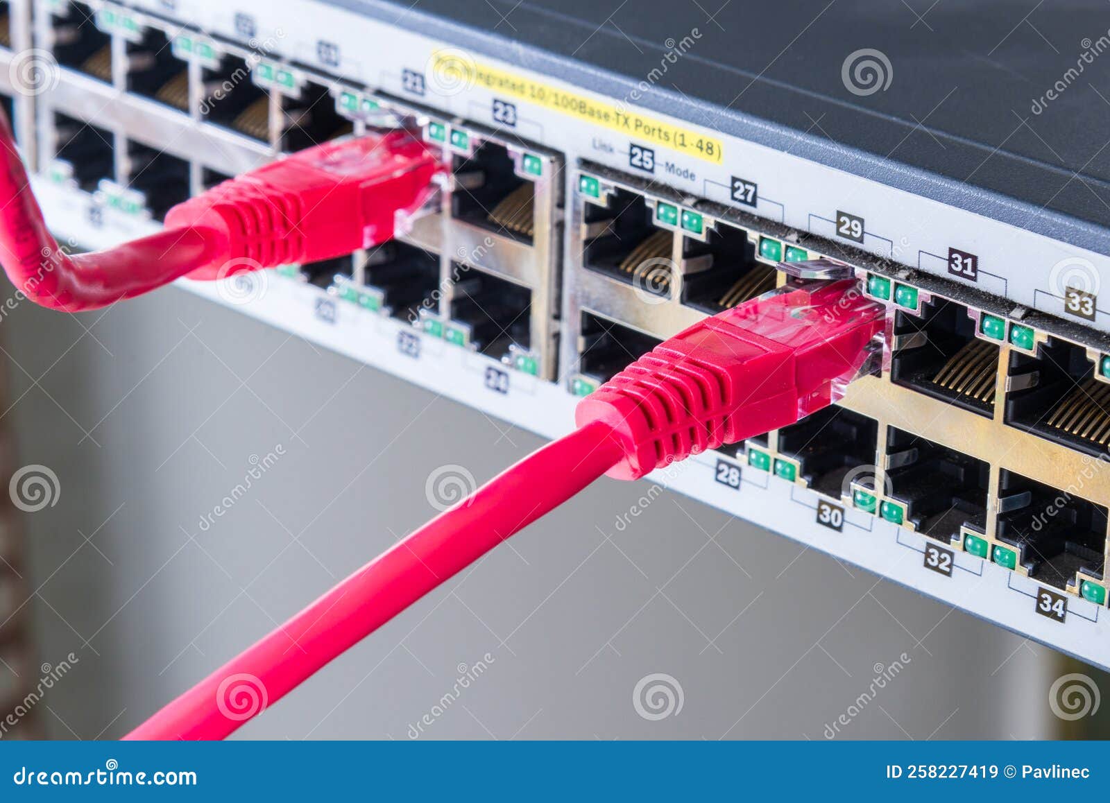 Red Network Cable Connected To Witch Stock Image - Image of line, cord ...