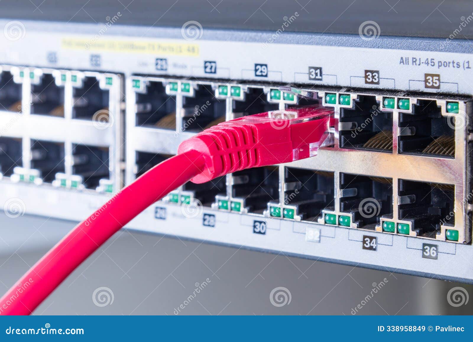 Red Network Cable Connected To Witch Stock Image - Image of connector ...