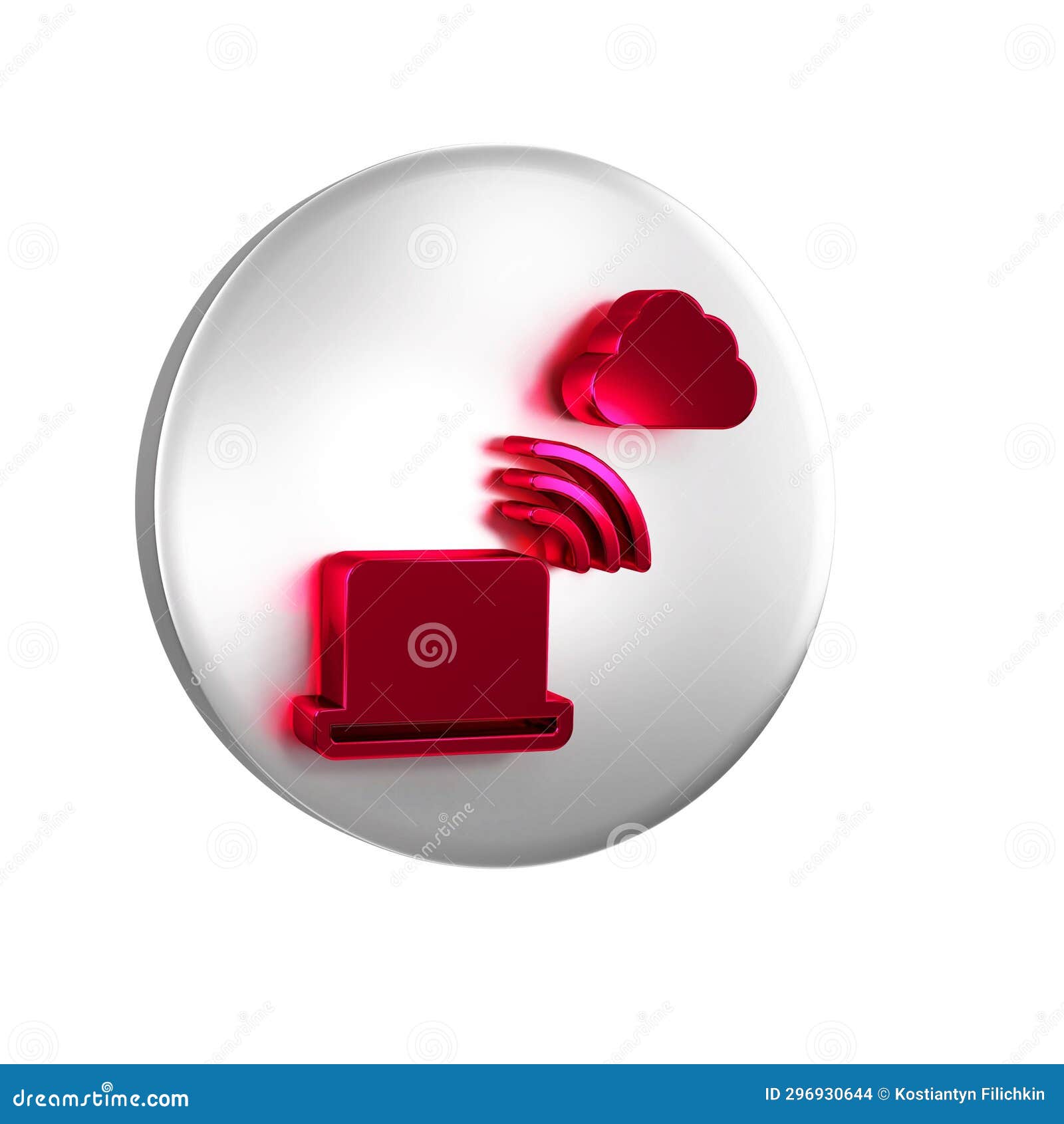 Red Network Cloud Connection Icon Isolated on Transparent Background ...