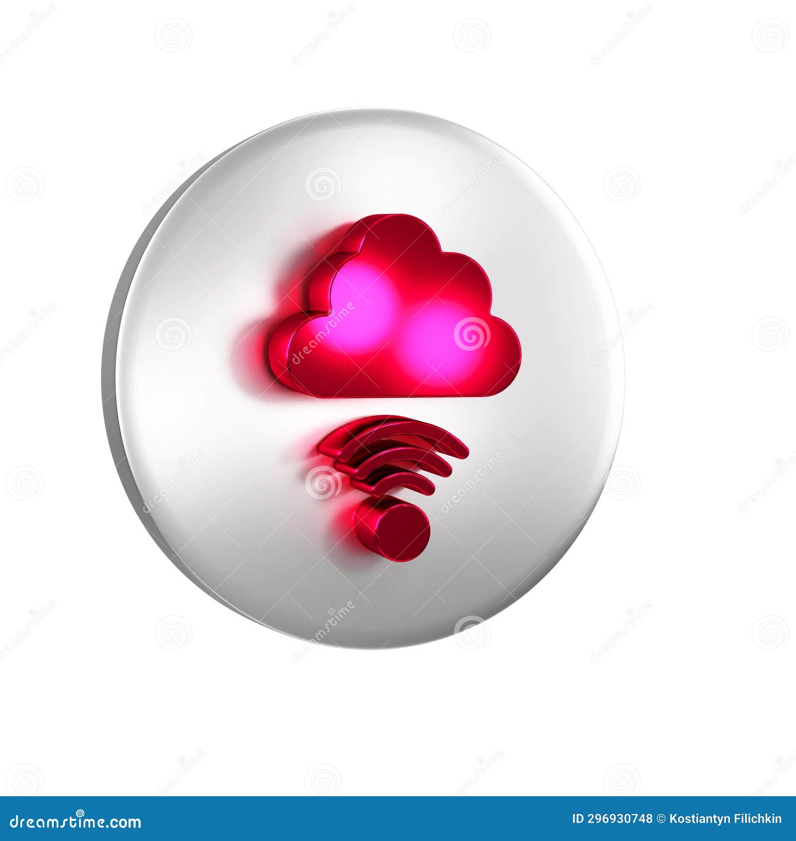 Red Network Cloud Connection Icon Isolated on Transparent Background ...