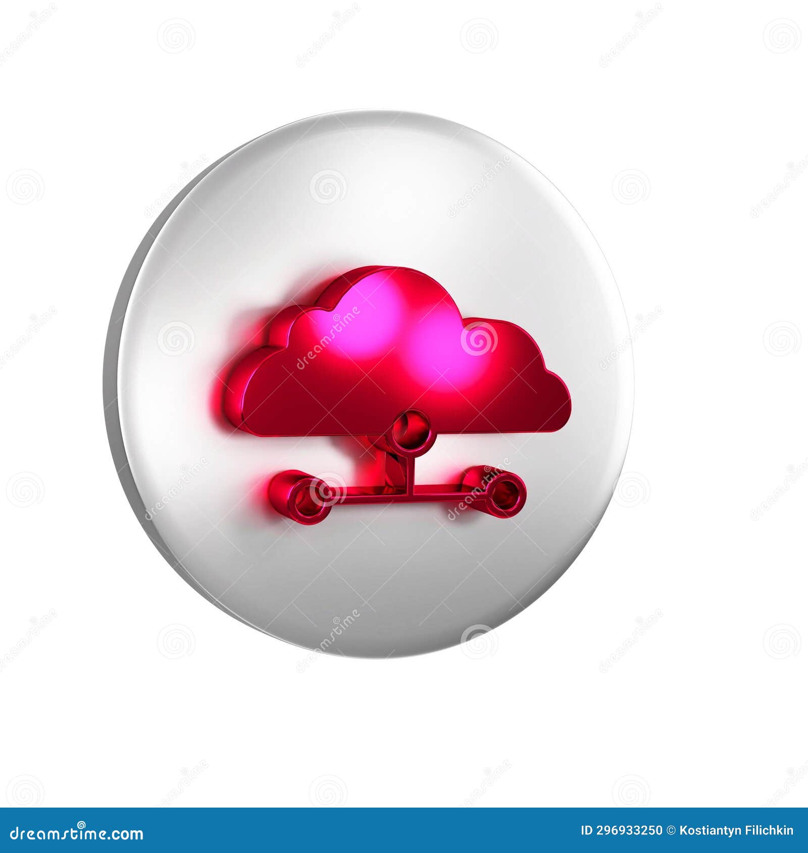 Red Network Cloud Connection Icon Isolated on Transparent Background ...