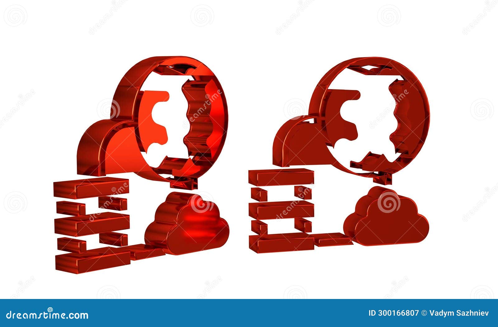 Red Network Cloud Connection Icon Isolated on Transparent Background ...