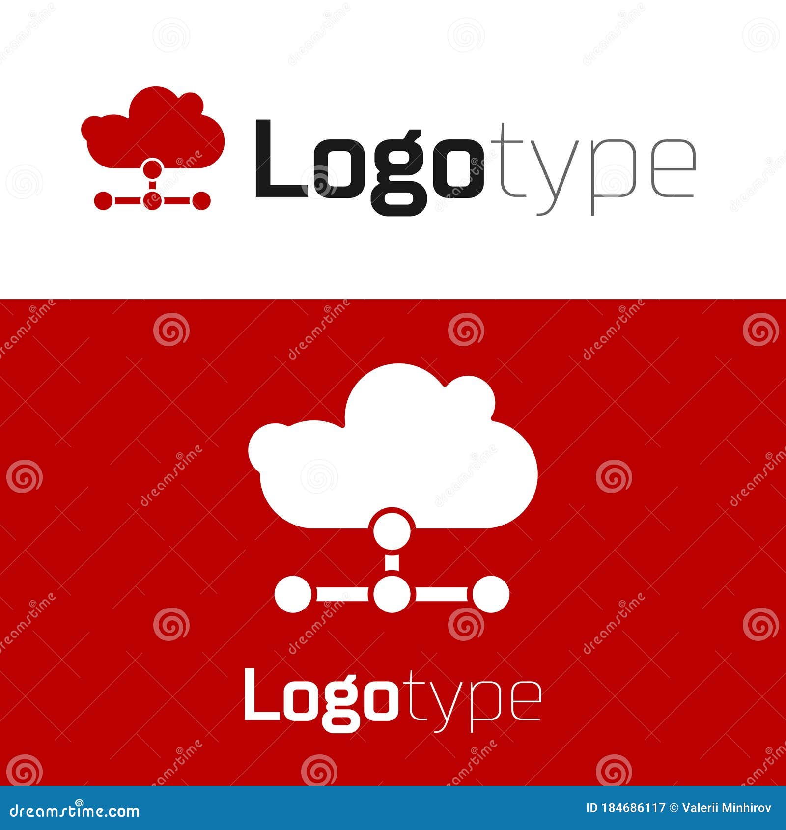Red Network Cloud Connection Icon Isolated on White Background. Social ...