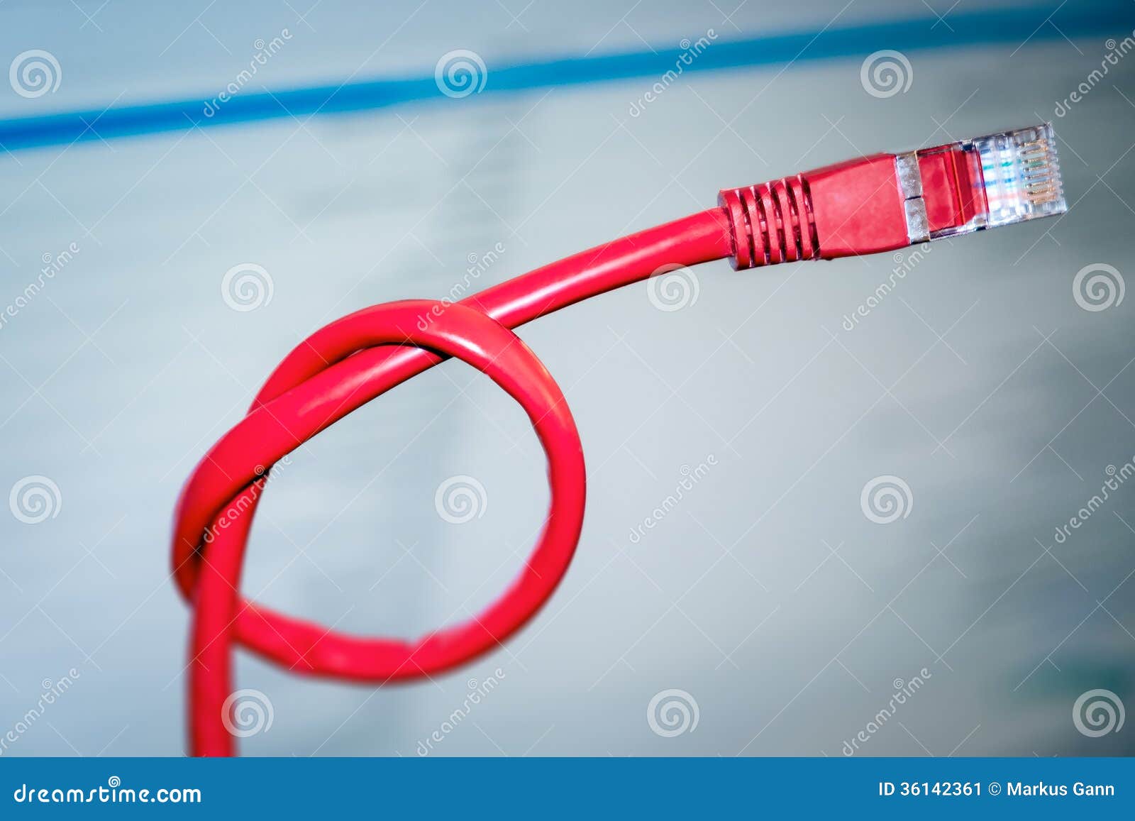 Red Networking Cable with a Knot Stock Image - Image of cord, business ...