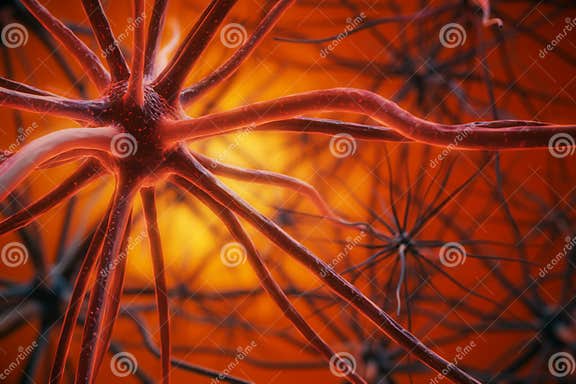 Red neuron background stock illustration. Illustration of biology ...