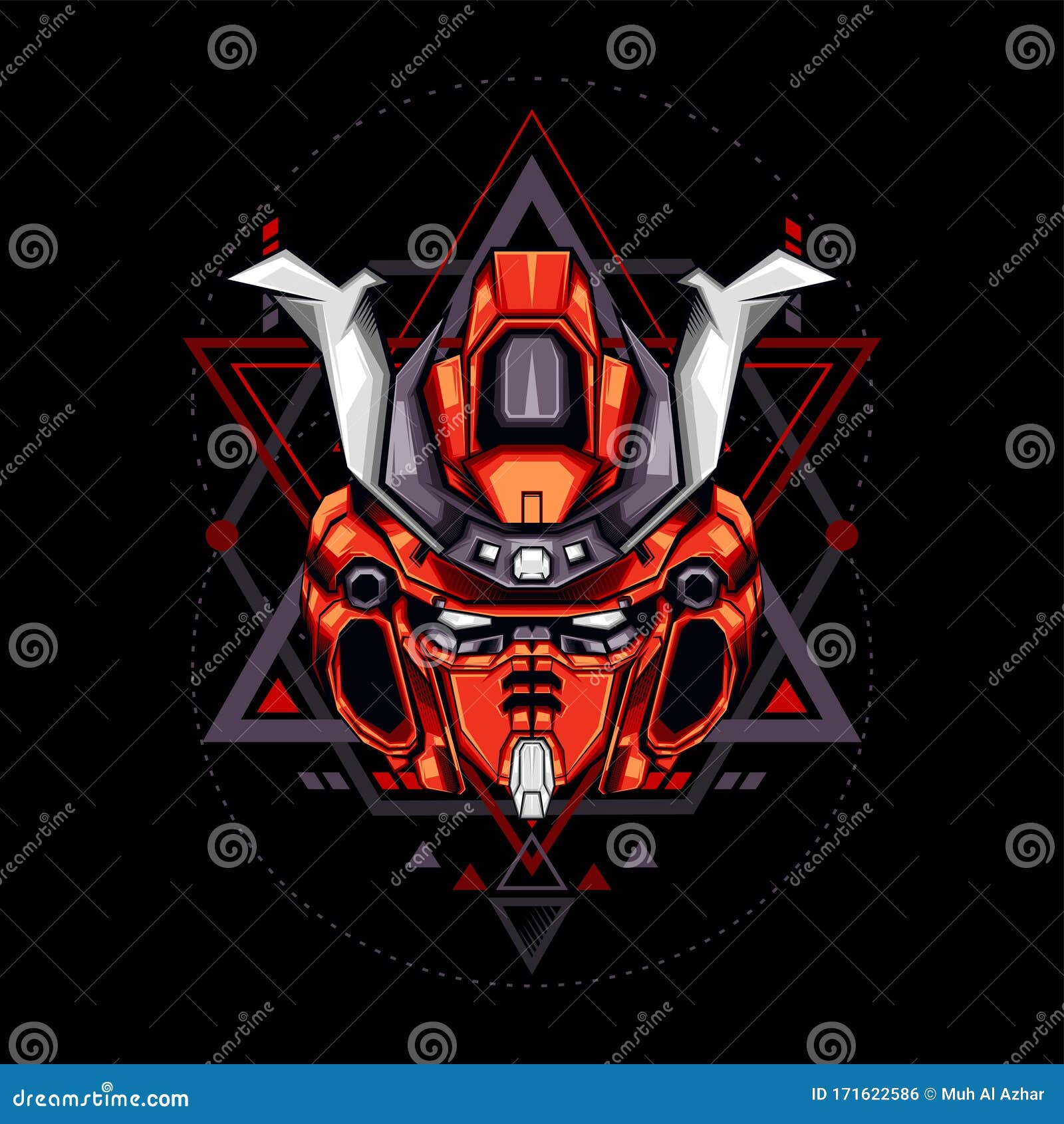 Red New Samurai Robot stock vector. Illustration of robot - 171622586
