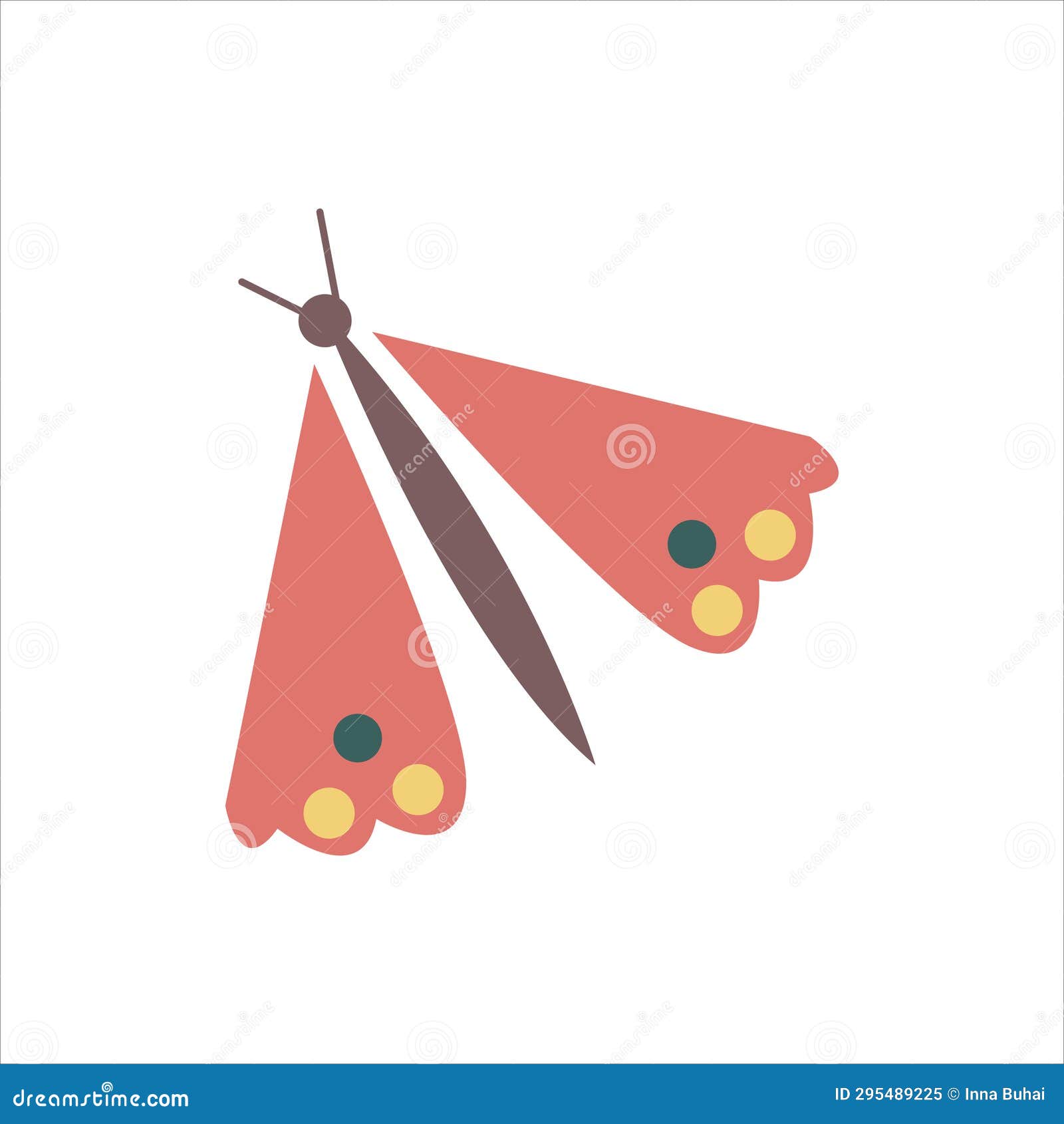 Red Night Moth Top View Isolated on a White Background Stock Vector ...