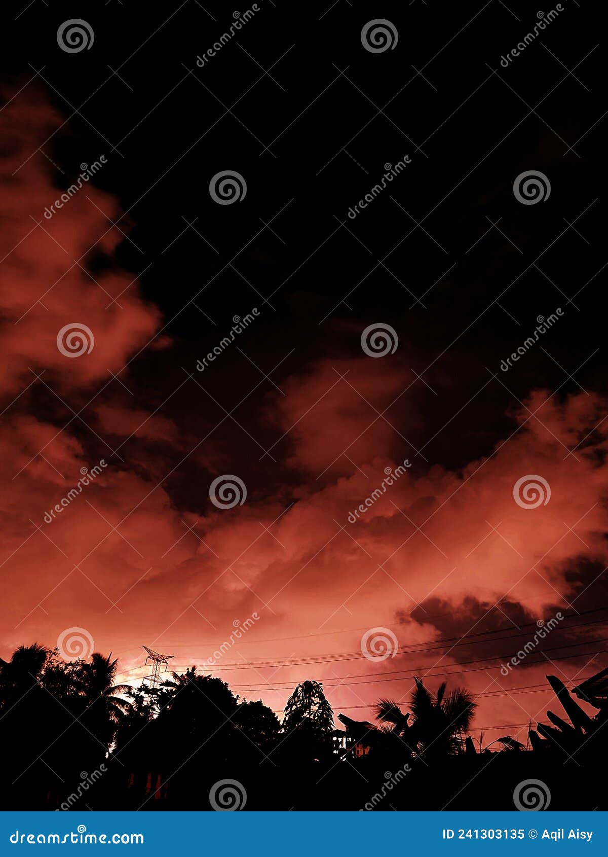 Red Night Sky stock image. Image of thunderstorm, storm - 241303135