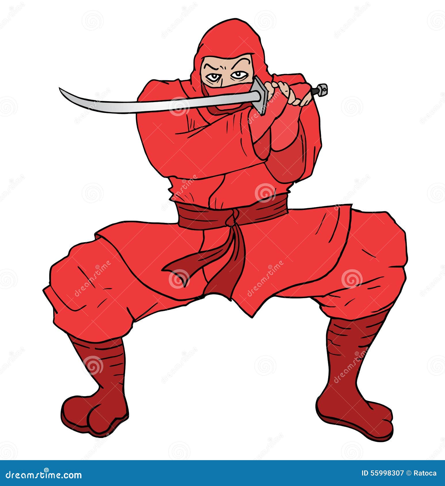 Red ninja draw stock vector. Illustration of character - 55998307