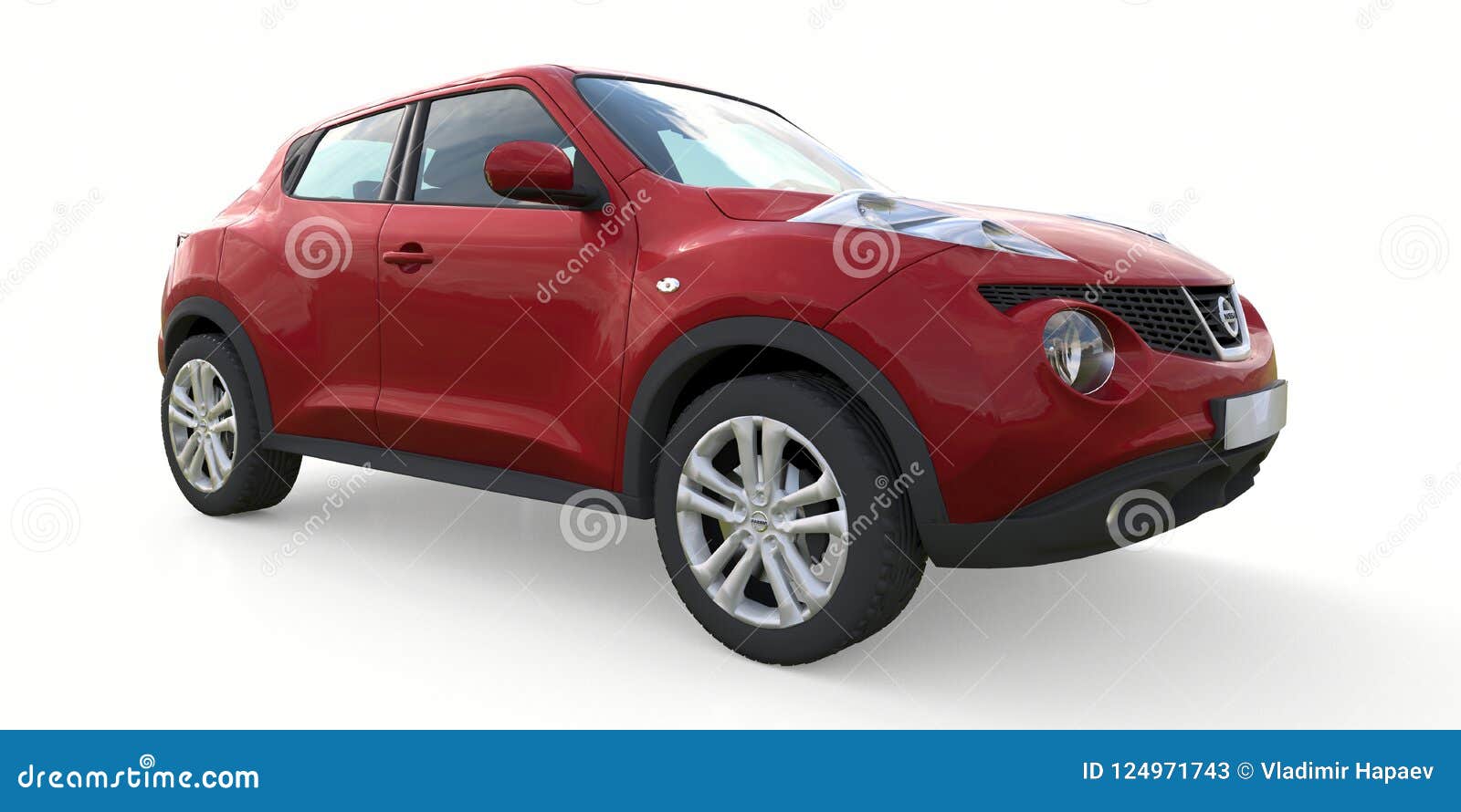 Red Nissan Juke is Subcompact Crossover SUV. 3d Rendering. Editorial ...