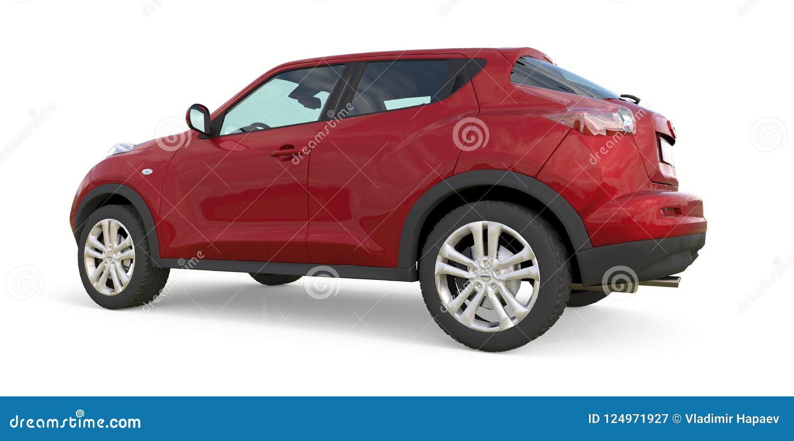 Red Nissan Juke Is Subcompact Crossover SUV. 3d Rendering. Editorial ...