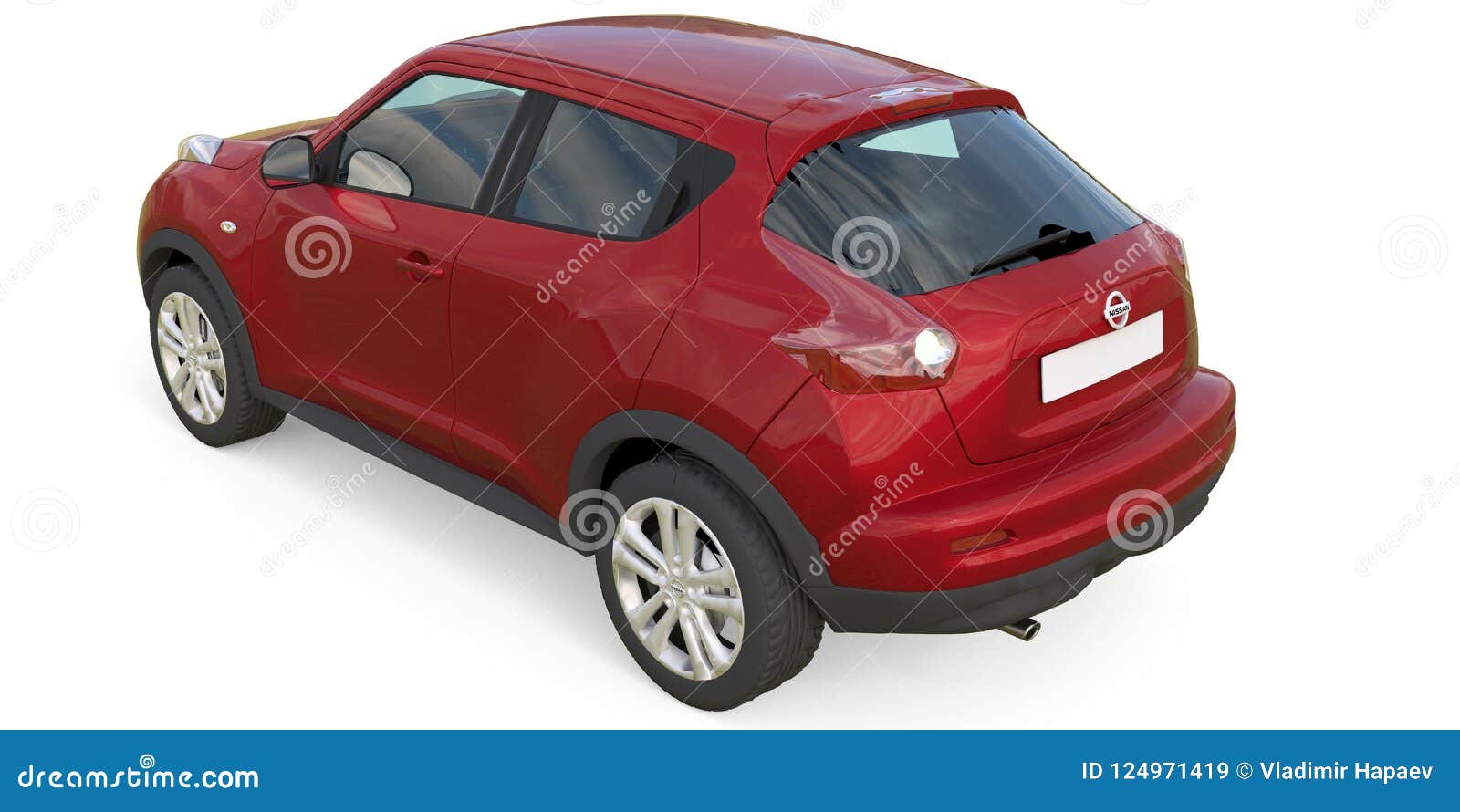 Red Nissan Juke is Subcompact Crossover SUV. 3d Rendering. Editorial ...