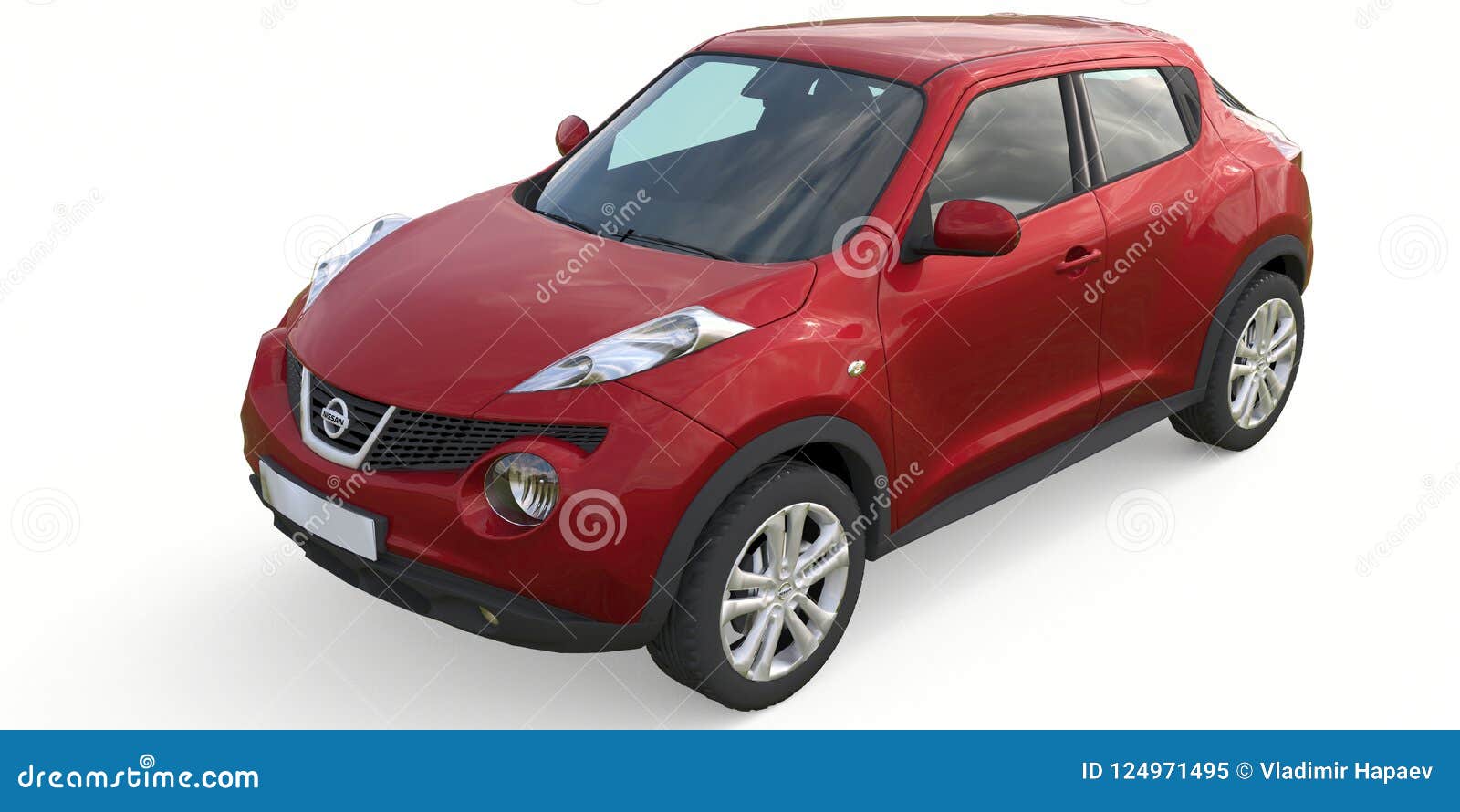 Red Nissan Juke is Subcompact Crossover SUV. 3d Rendering. Editorial ...