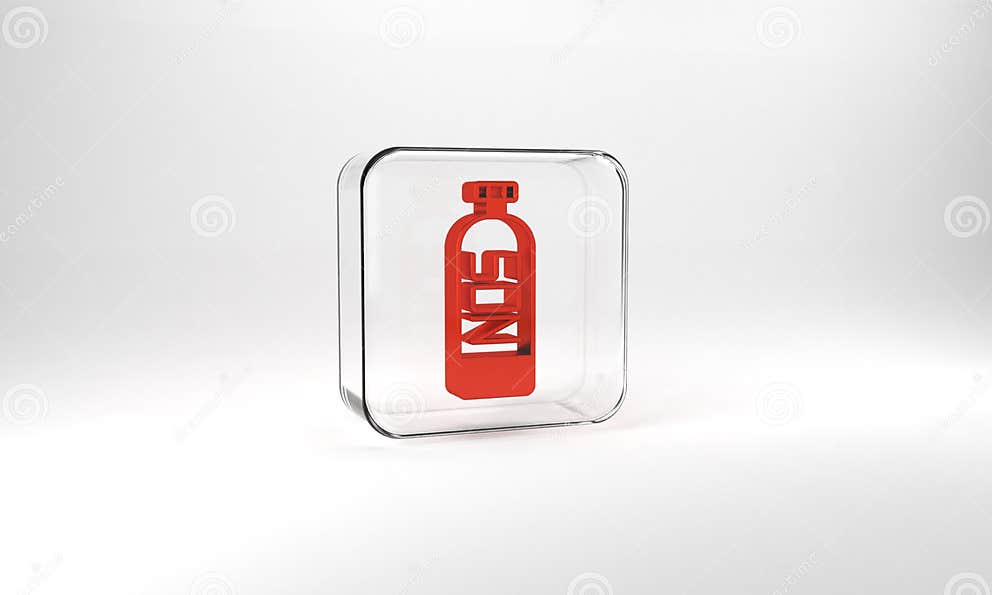 Red Nitrous Oxide Icon Isolated on Grey Background. Glass Square Button ...