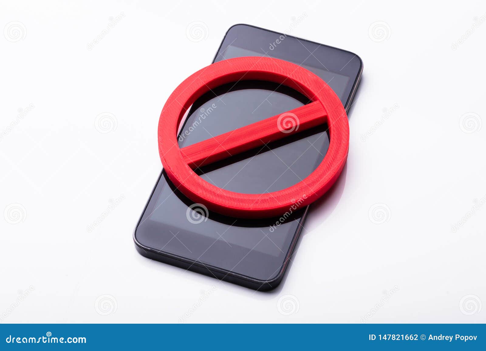 Red No Sign on Mobile Phone Stock Photo - Image of icon, circle: 147821662