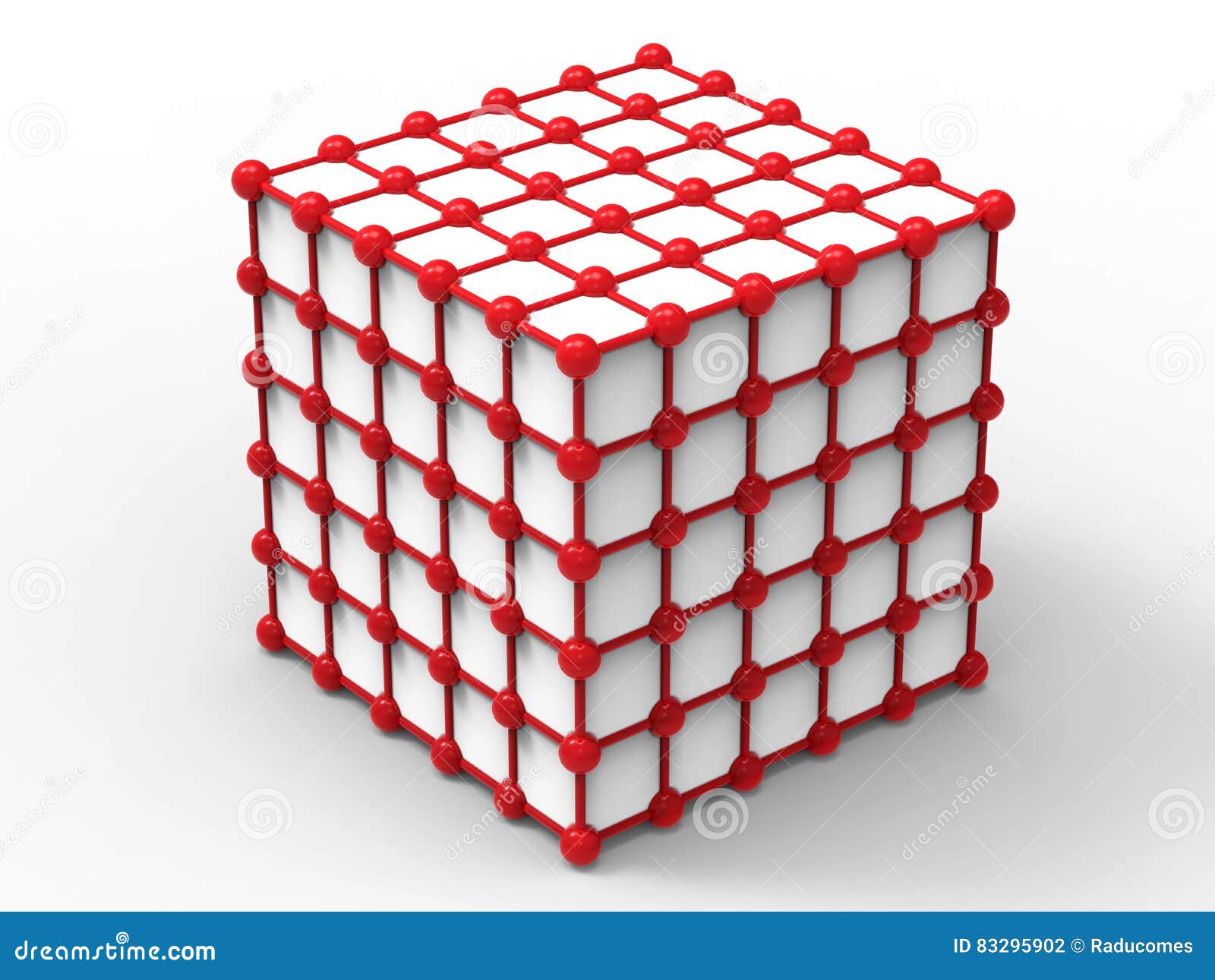 Red Nodes - Cube Network Structure Stock Illustration - Illustration of ...