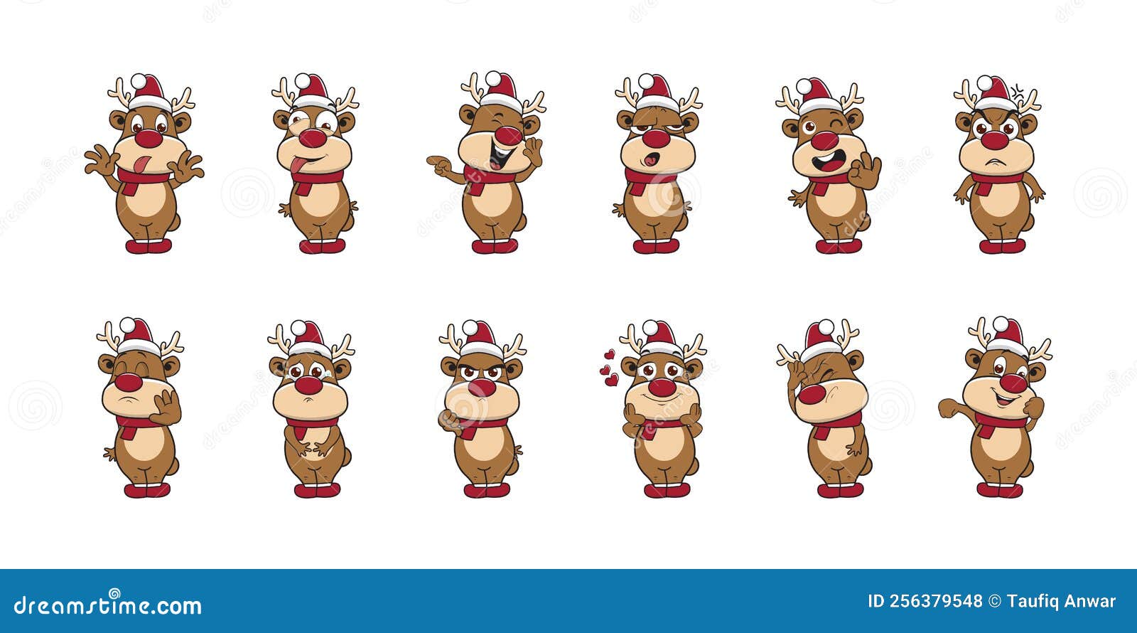 Red Nose Deer Vector Sticker Emotion Cartoon Illustration Design Stock ...