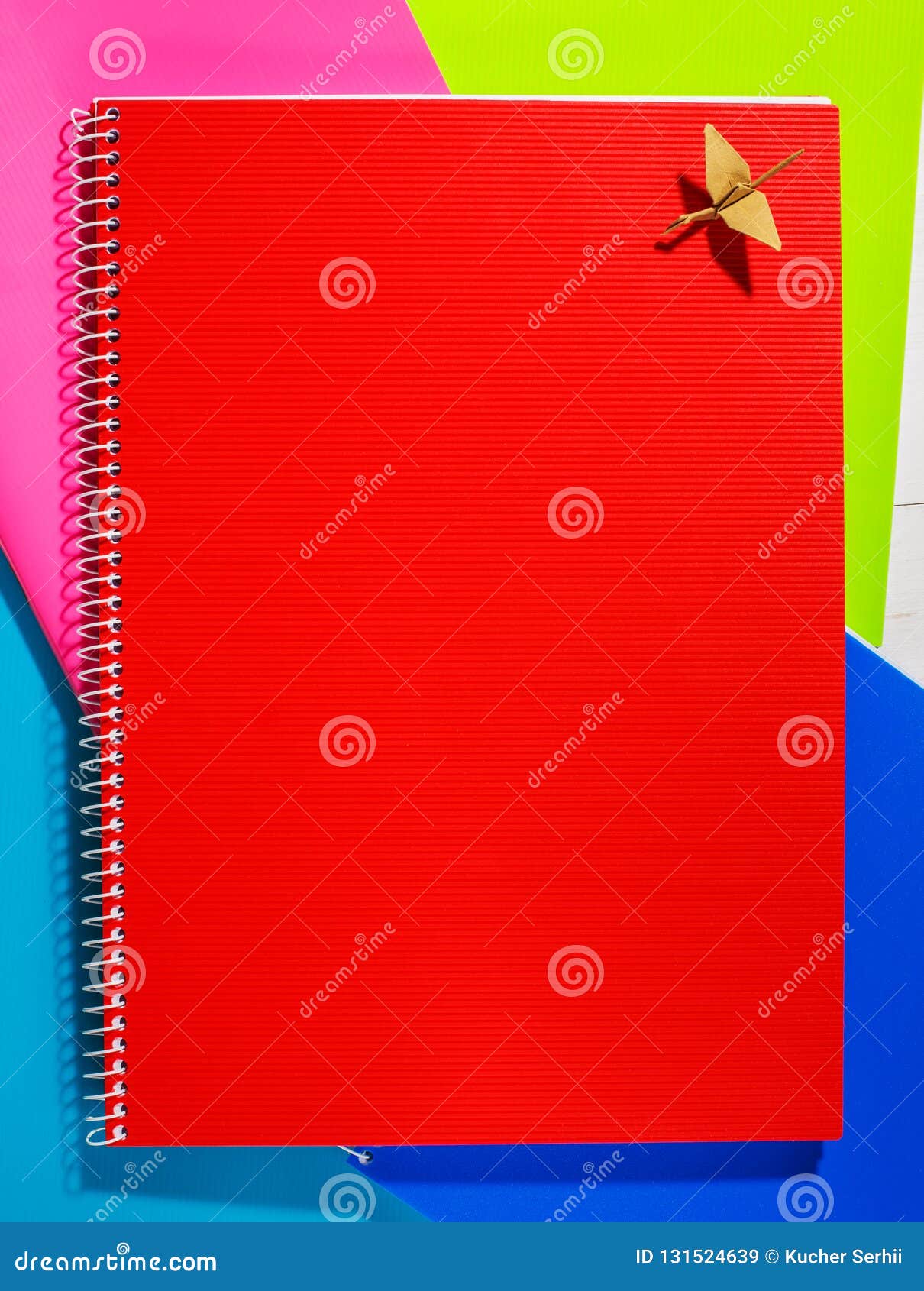 Back To School. the Red Notebook is on Colored Paper Stock Image ...