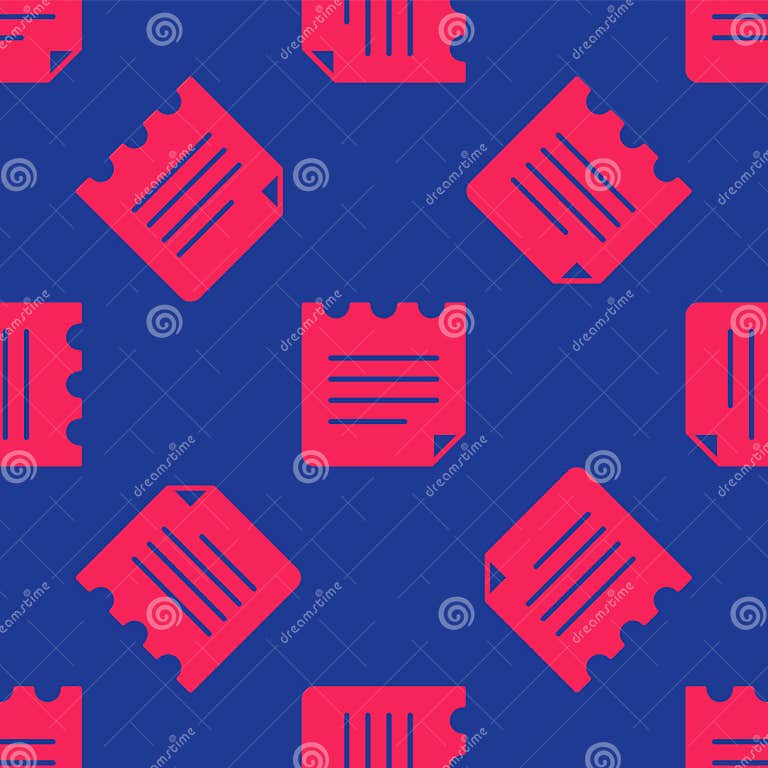 Red Notebook Icon Isolated Seamless Pattern on Blue Background. Spiral ...