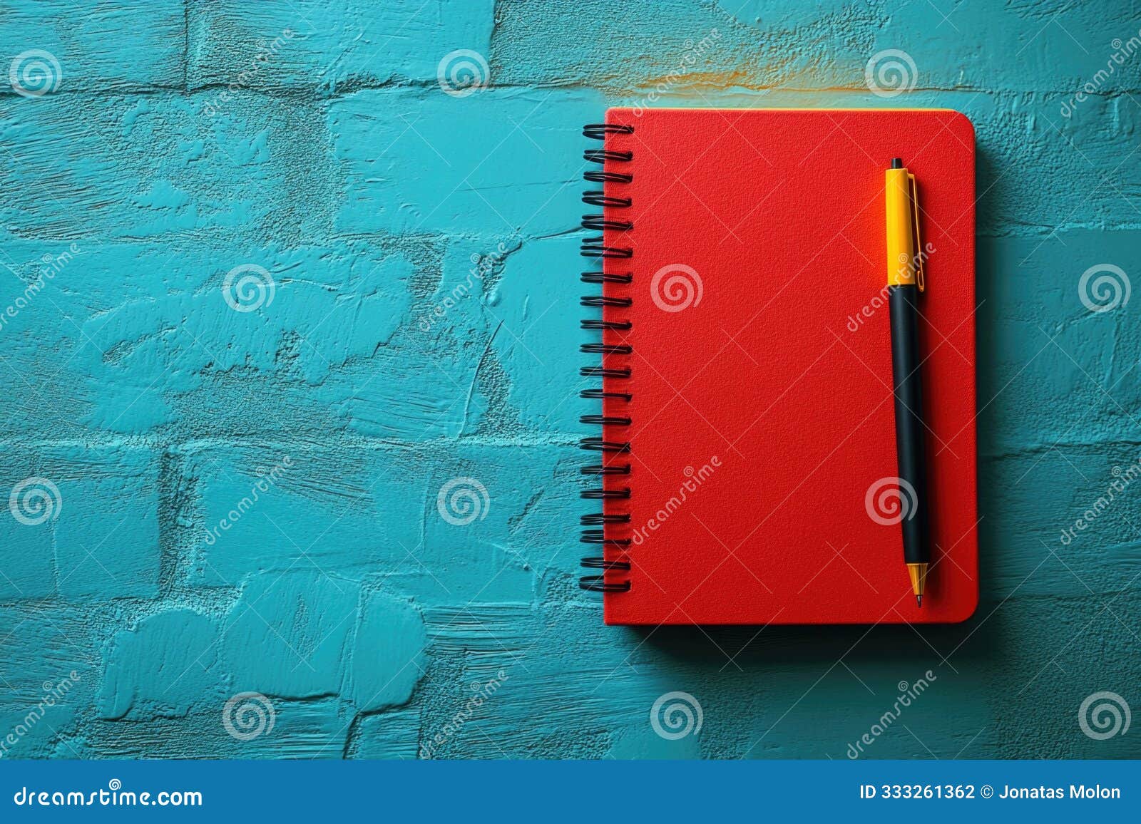 Red Notebook and Pen Isolated on Pastel Background with Copy Space for ...