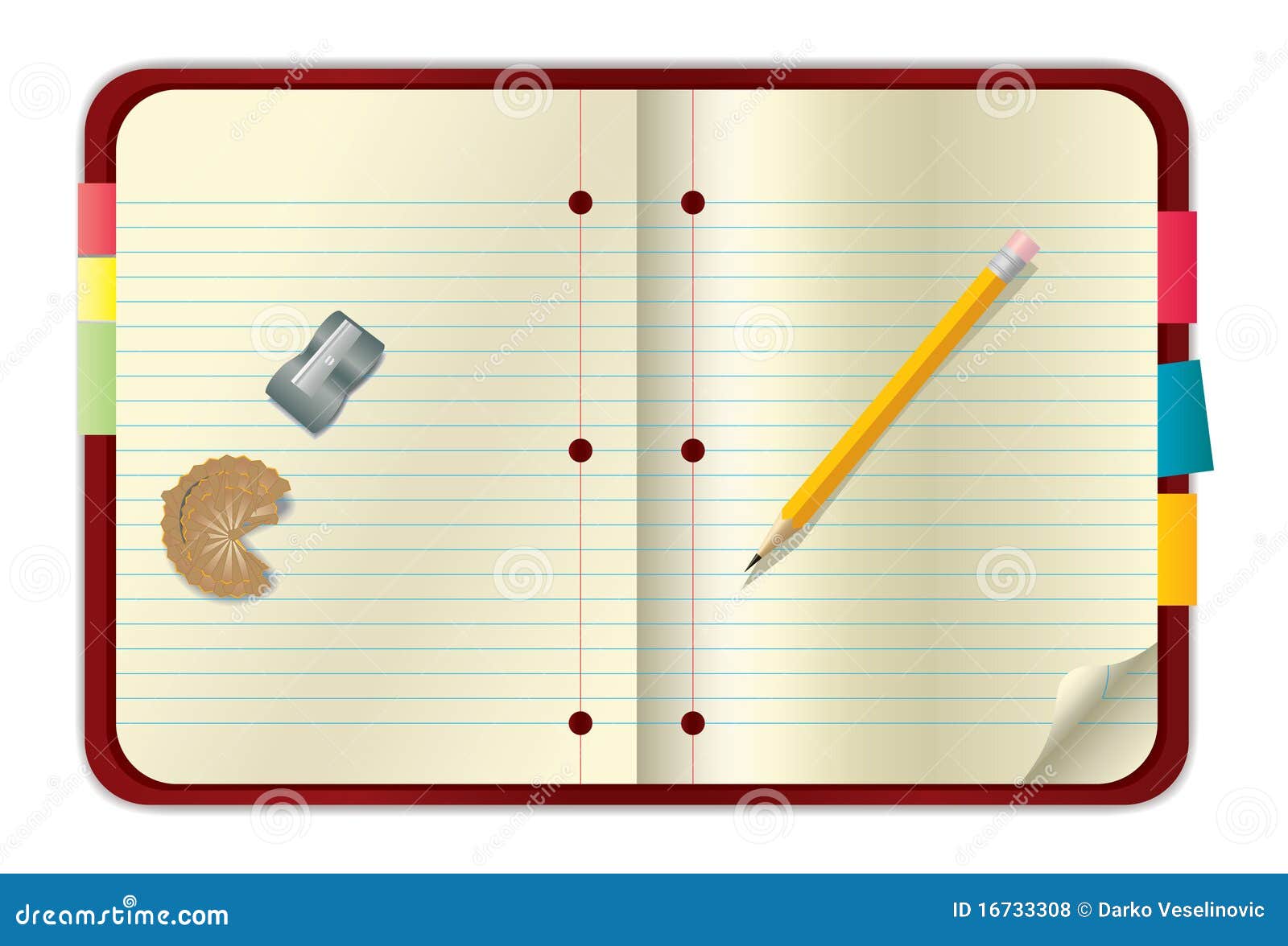 Red notebook and pencil stock vector. Illustration of painting - 16733308