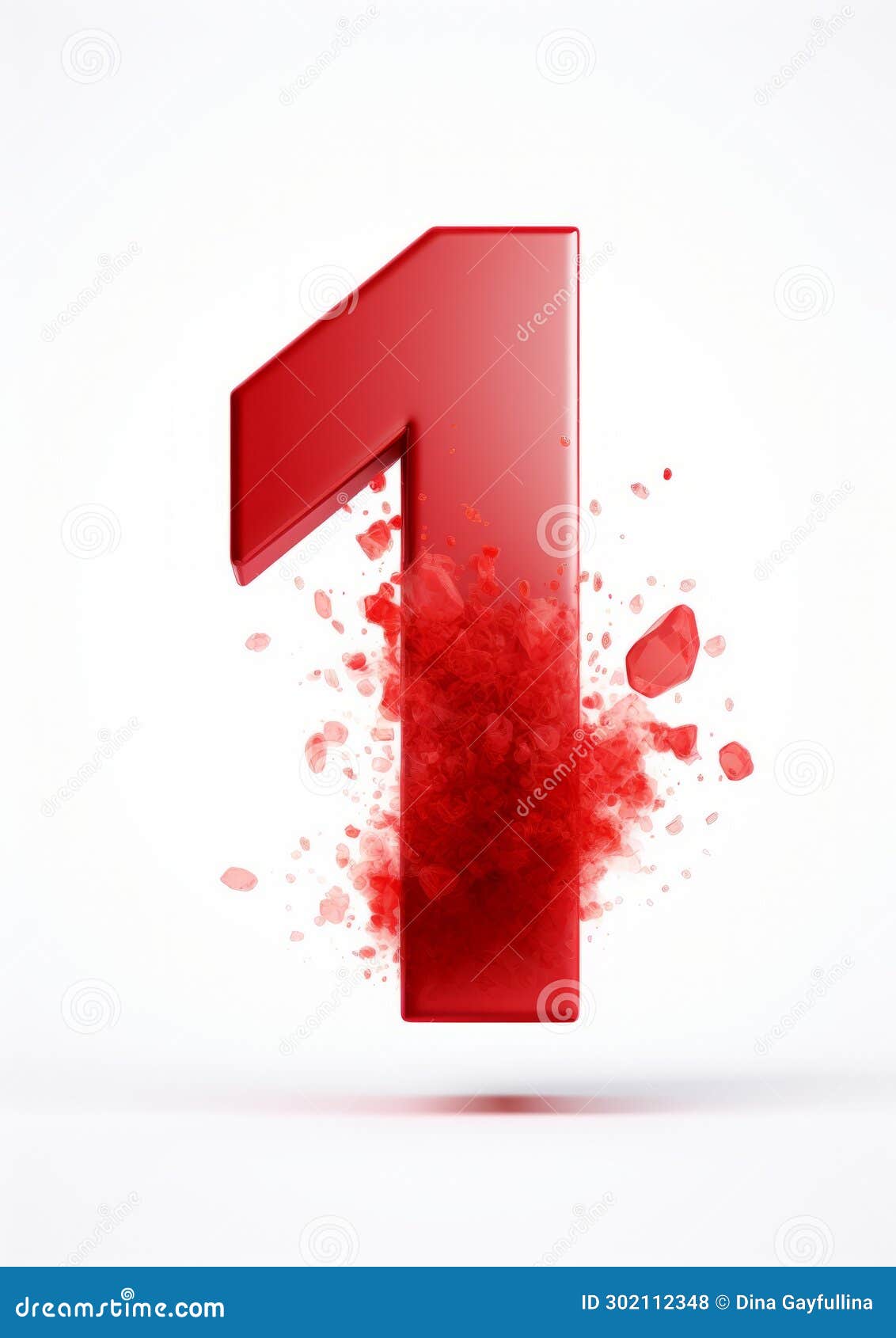 Red Number 1, 3D Render of Red Number with Red Dust Explosion Isolated ...