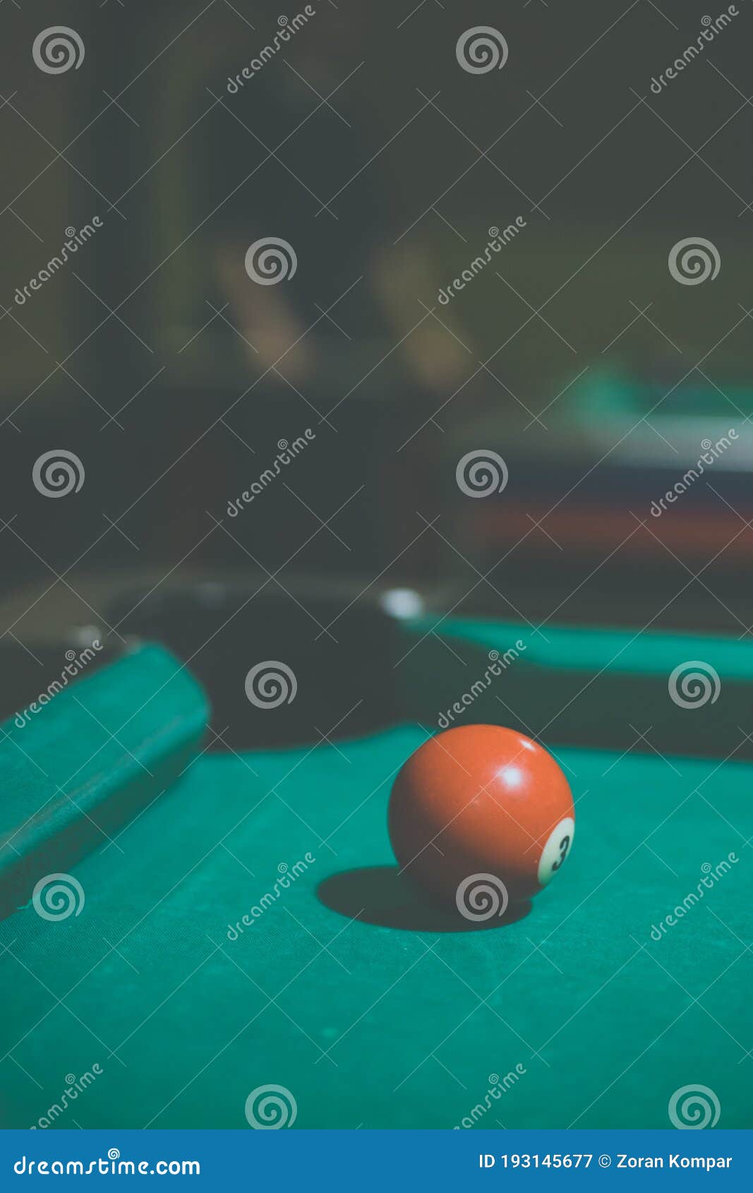 Red, Number 3, Billiard Ball in a Pool Table. Vintage Style Noise ...