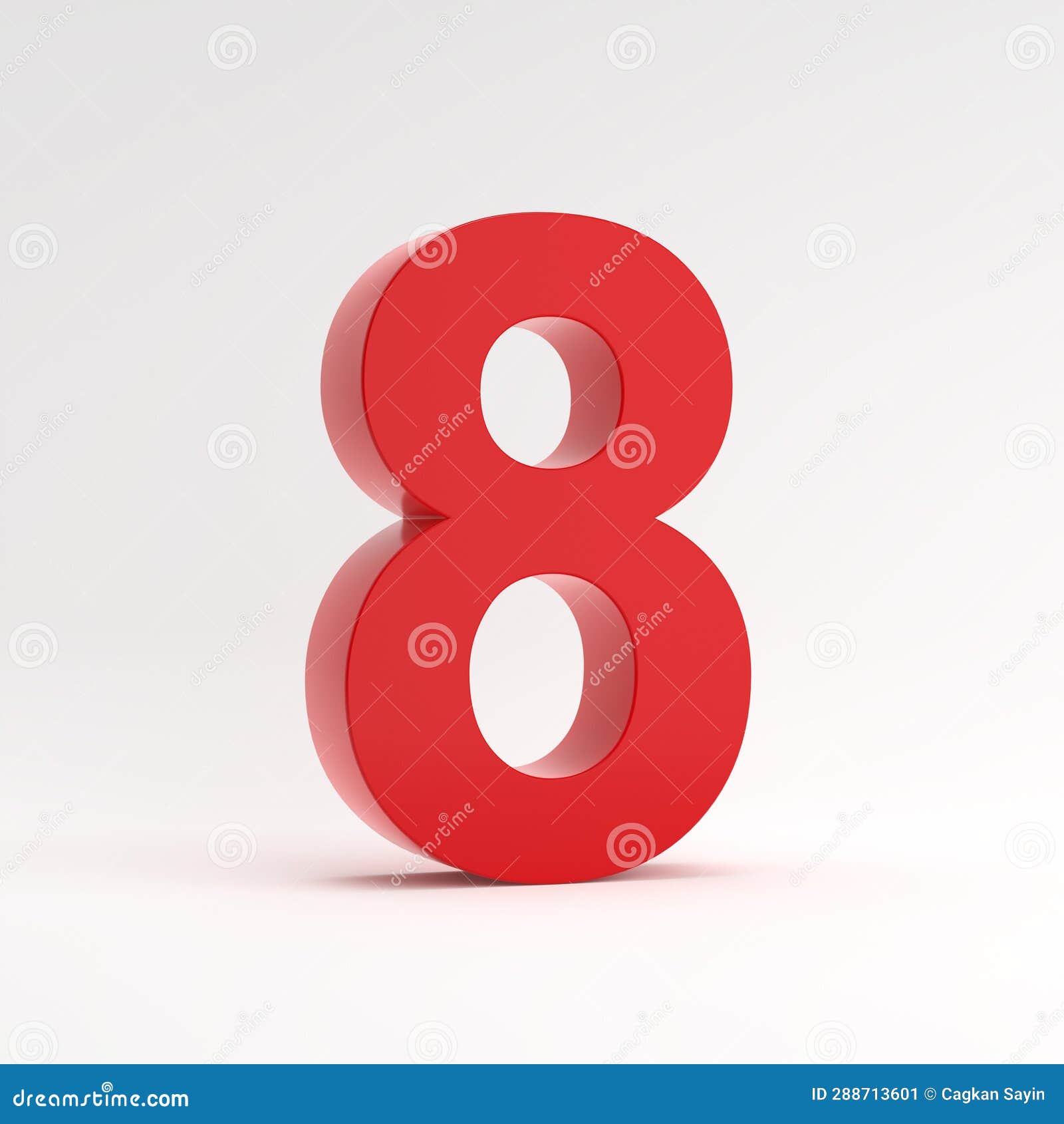 Red Number Eight on White Background Stock Illustration - Illustration ...