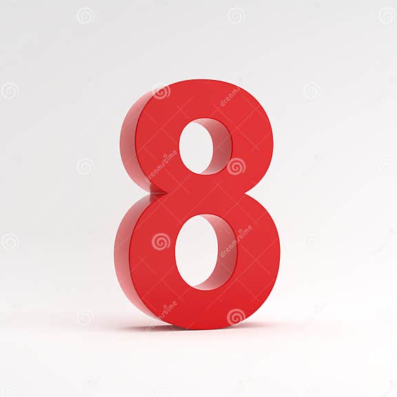 Red Number Eight on White Background Stock Illustration - Illustration ...