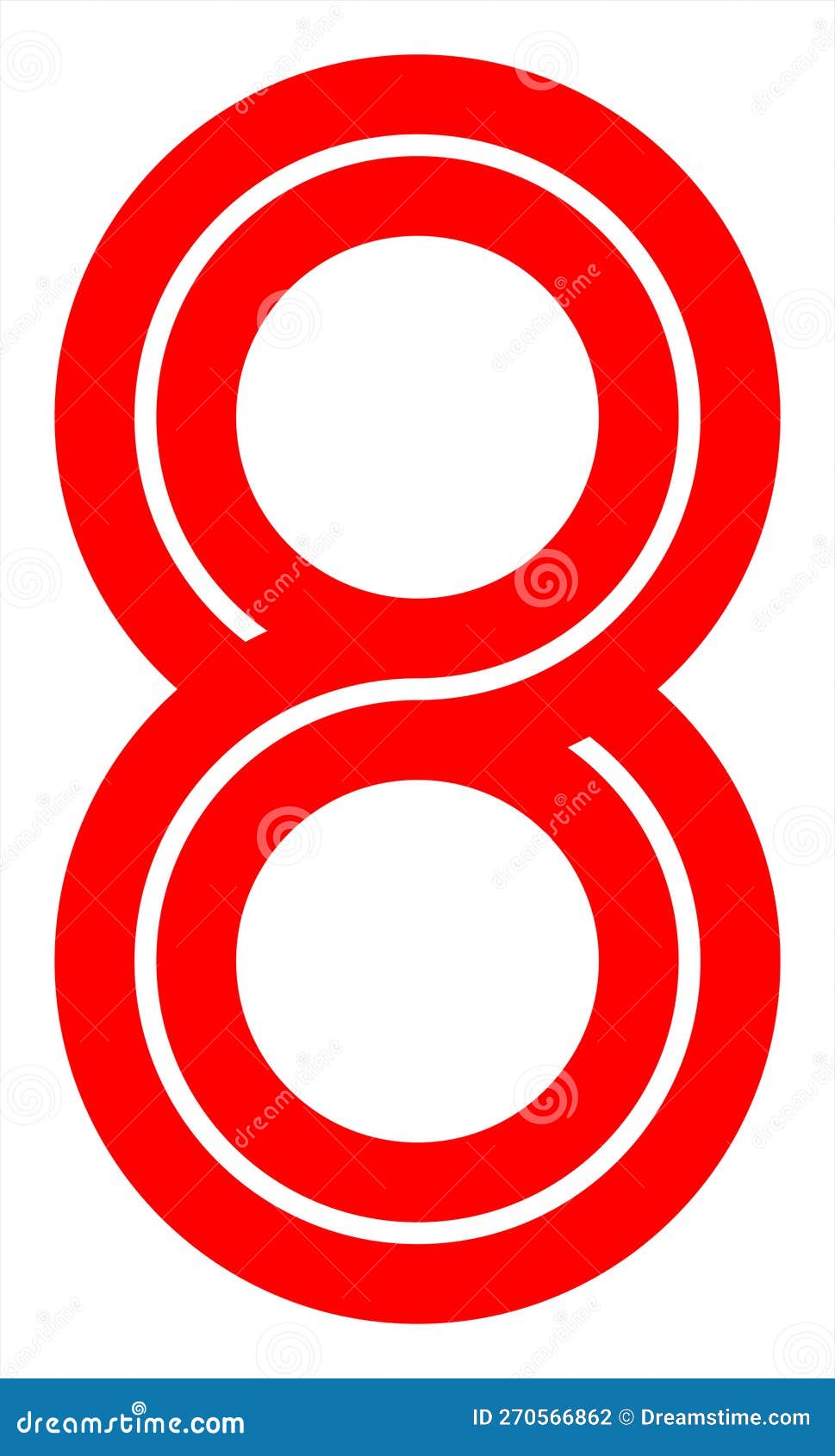 Red Number Eight with White Line. White Background Stock Vector ...
