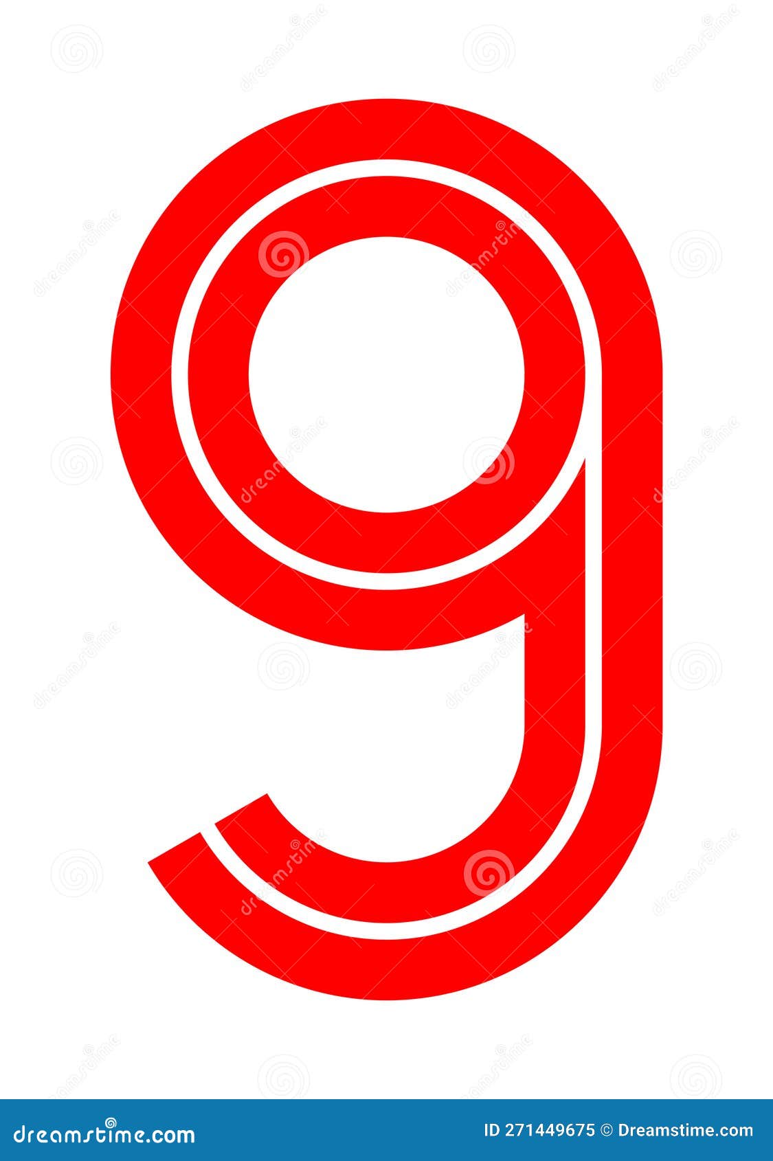 Red Number Nine or Six with White Stripe Stock Vector - Illustration of ...