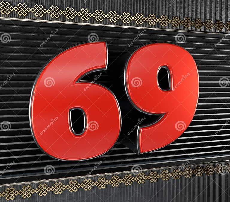 Red Number 69 With Endless Knot Stock Illustration Illustration Of