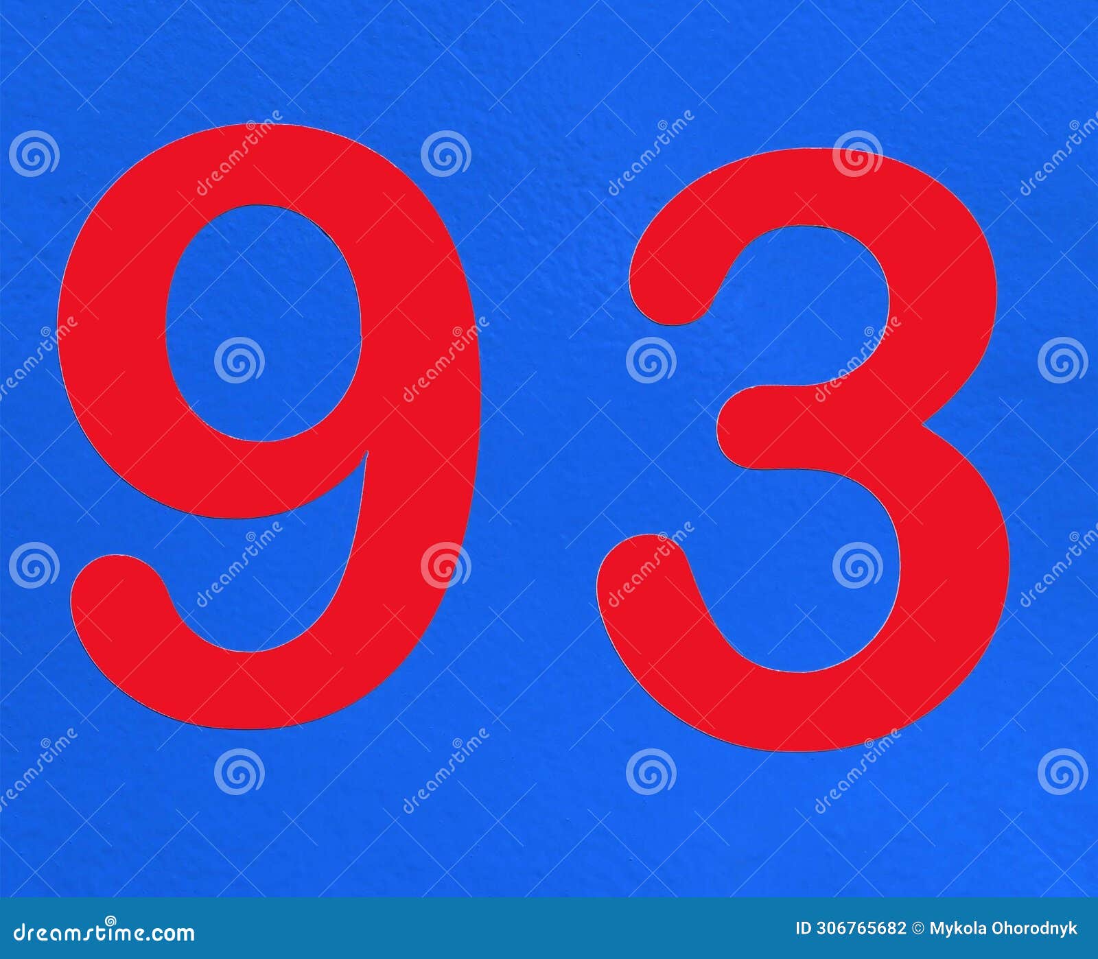 A Red Number Plaque, Showing the Number Ninety-three, 93 Stock ...