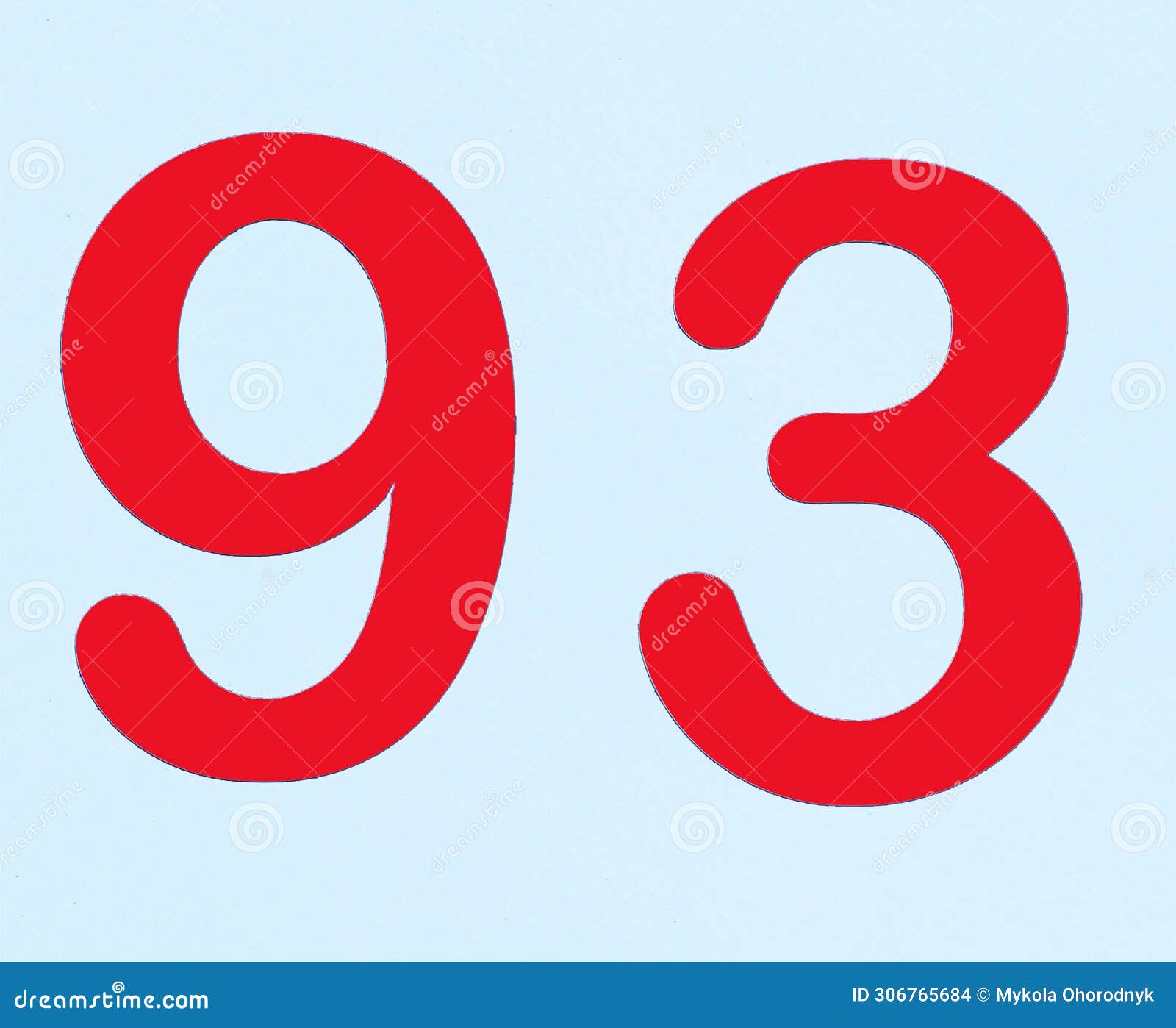 A Red Number Plaque, Showing the Number Ninety-three, 93 Stock ...