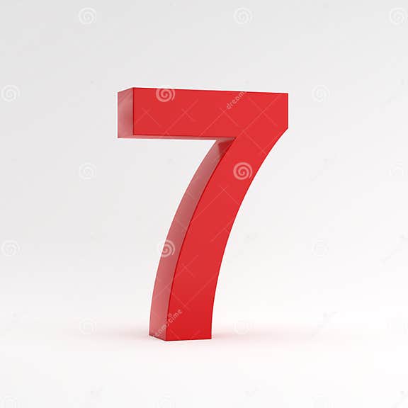Red Number Seven 7 on White Background Stock Illustration ...
