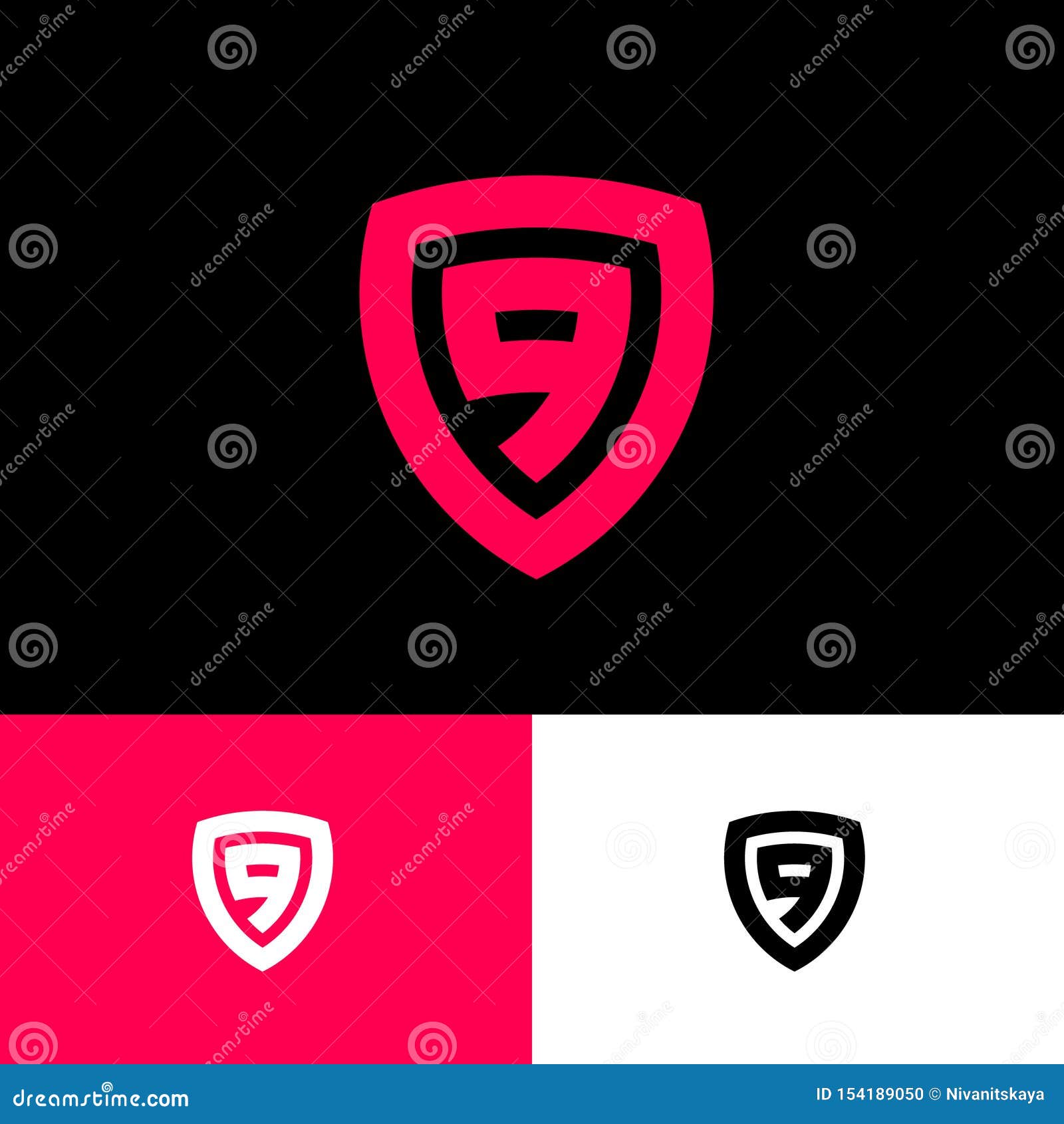 Red Number 9 in the Shield. Number 9 Monogram in the Shield on ...