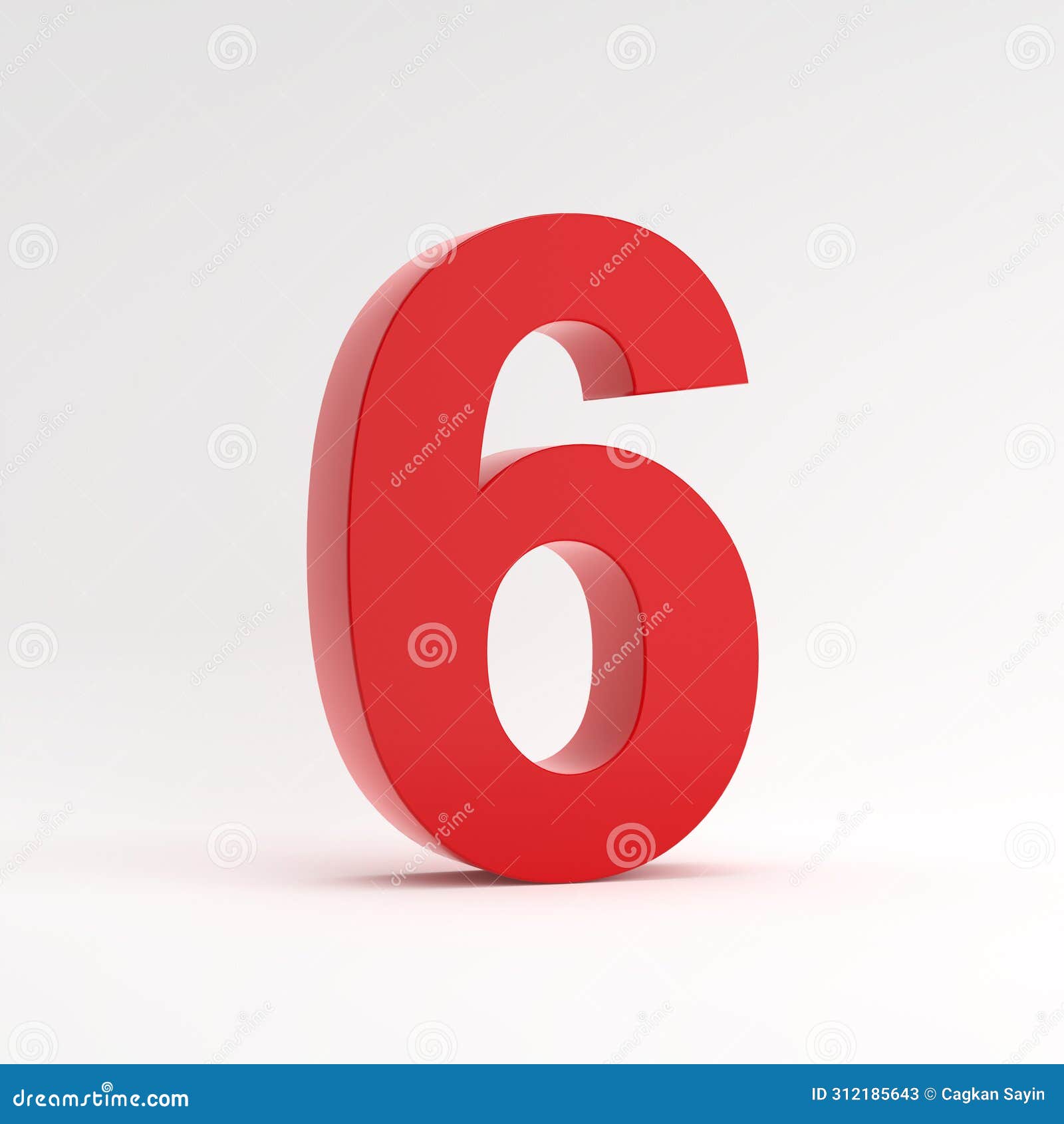 Red Number Six 6 on White Background Stock Illustration - Illustration ...