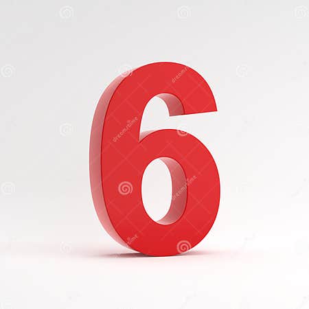 Red Number Six 6 on White Background Stock Illustration - Illustration ...