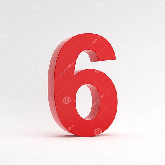 Red Number Six 6 on White Background Stock Illustration - Illustration ...