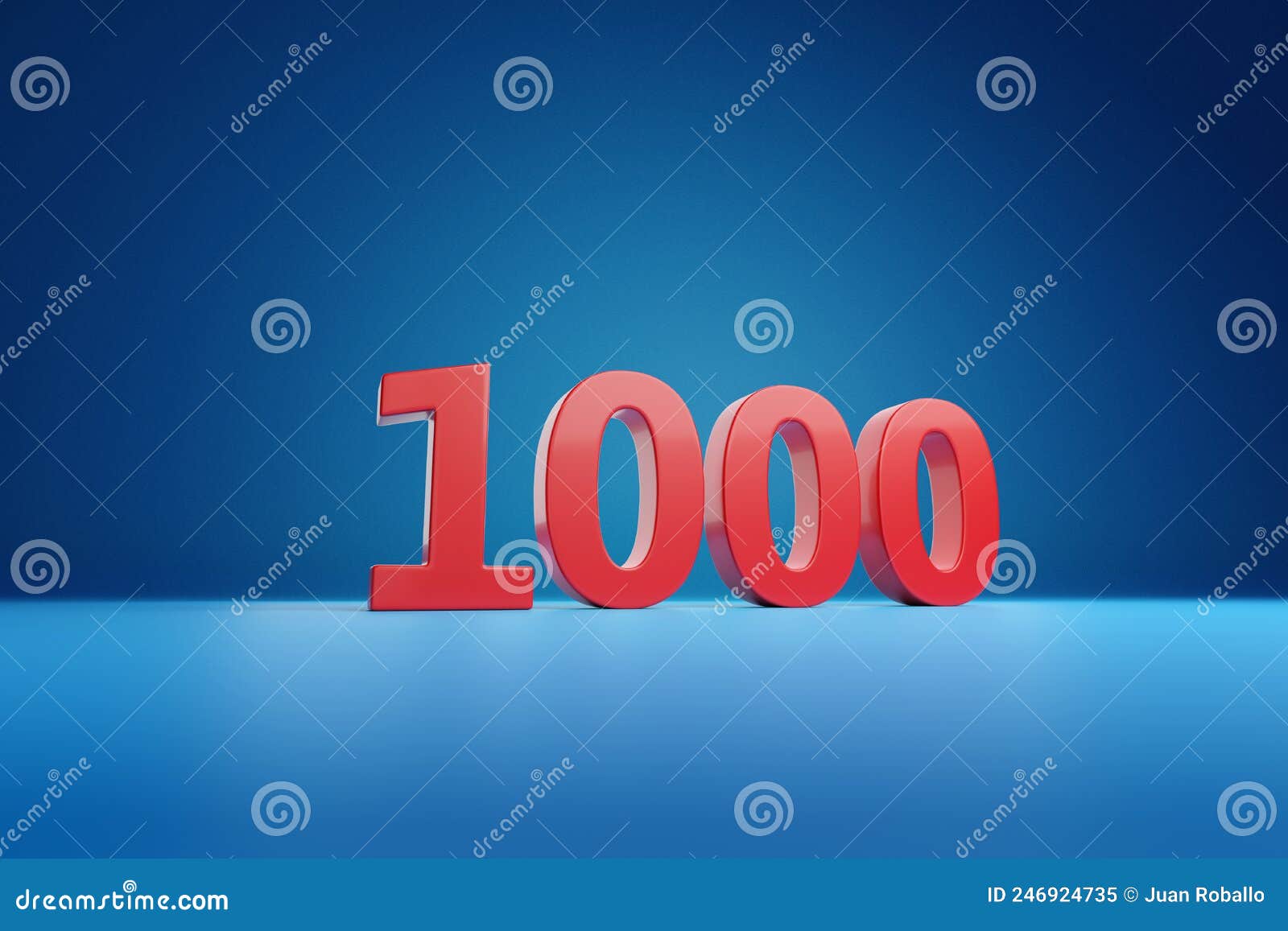 Red Number 1000 in Three Dimensions. 3d Illustration Stock Illustration ...