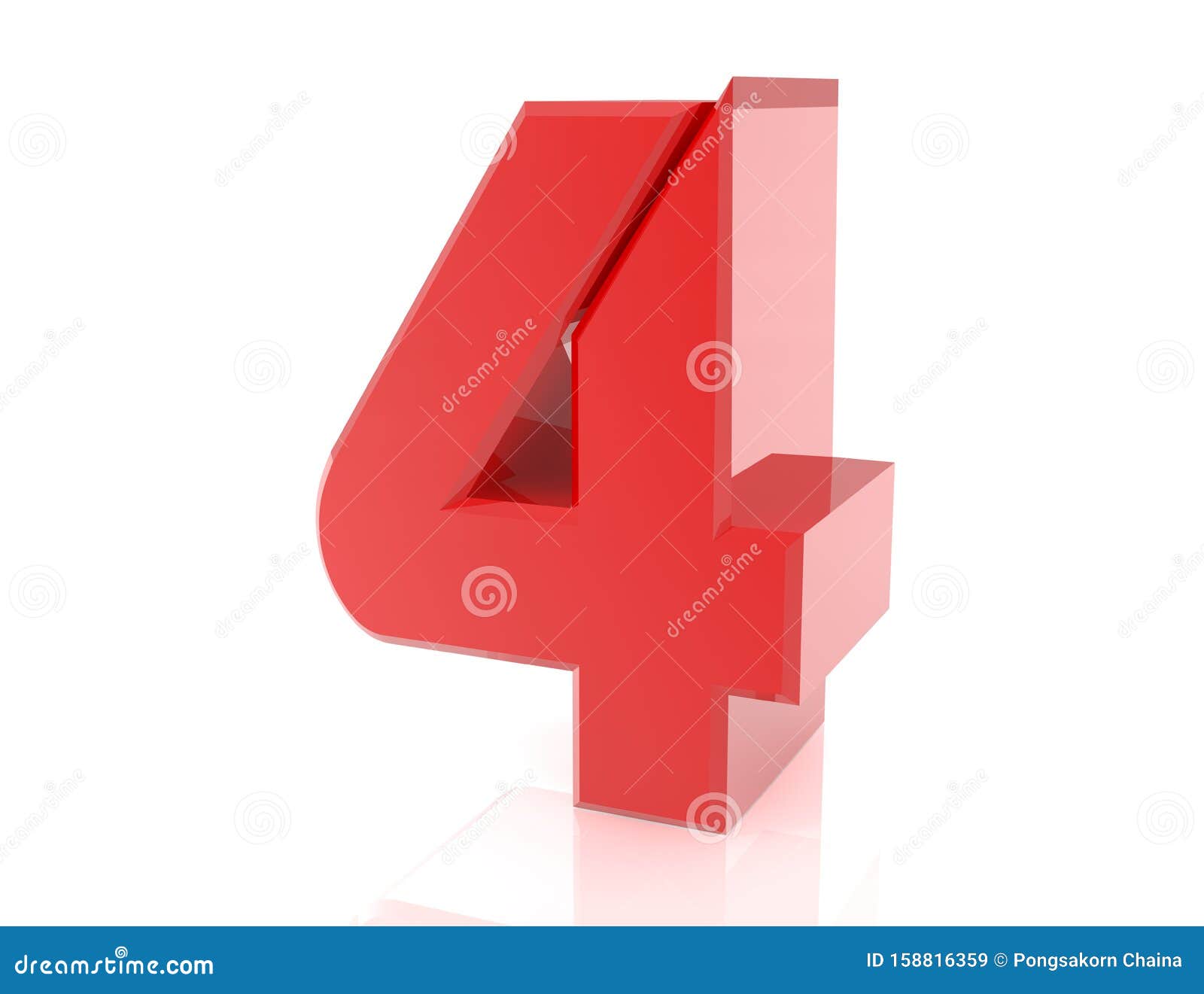 Red Number 4 Isolated on White Background 3d Rendering Stock ...