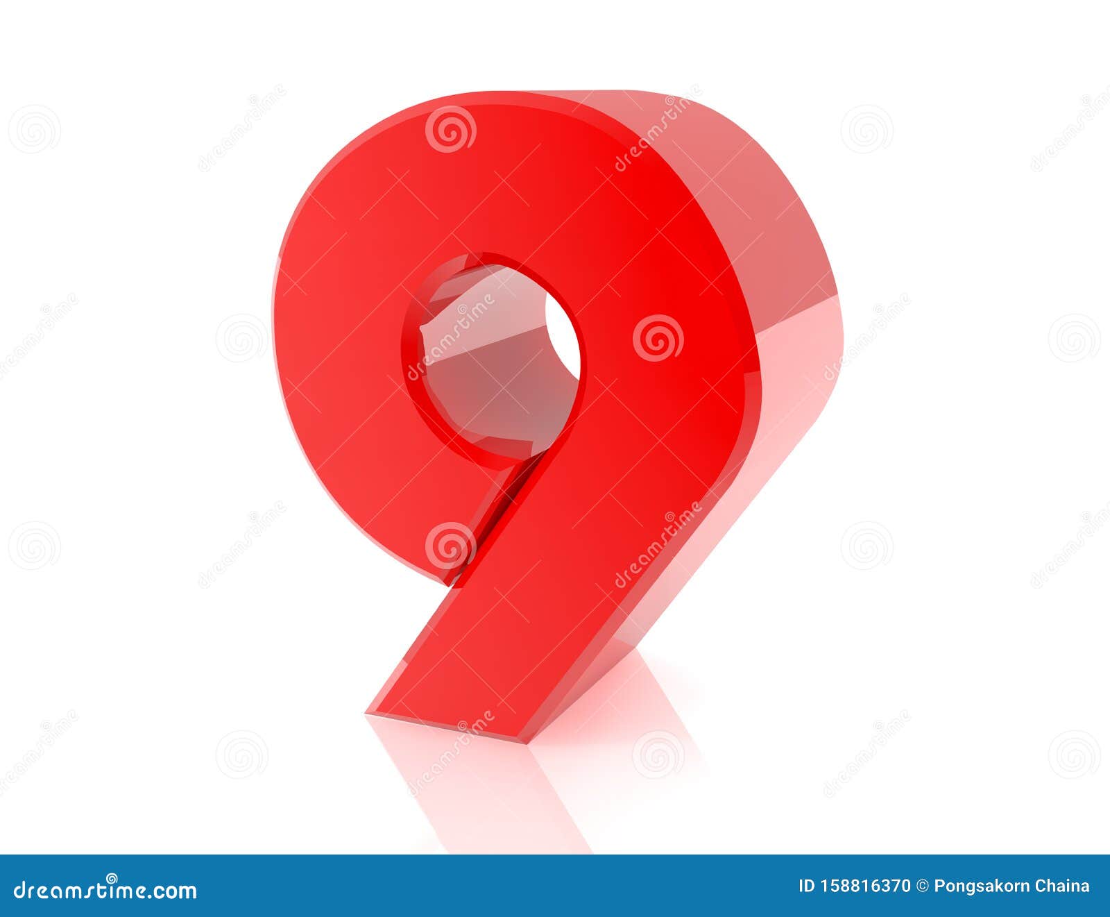 Red Number 9 Isolated on White Background 3d Rendering Stock ...
